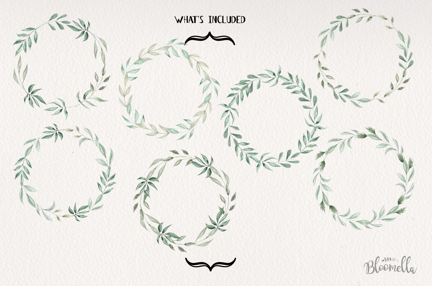 Leaves Wreaths 7 Watercolor Greenery Foliage Hand Painted