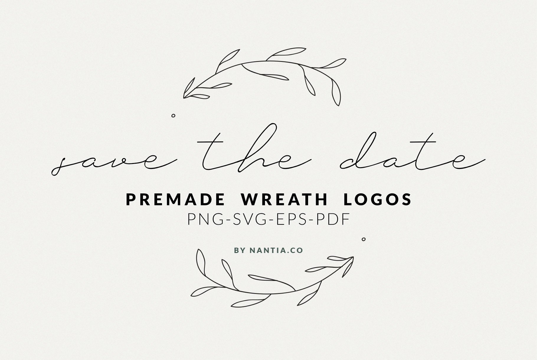 Save The Date Premade Wreath Logos (345771) | Logos | Design Bundles