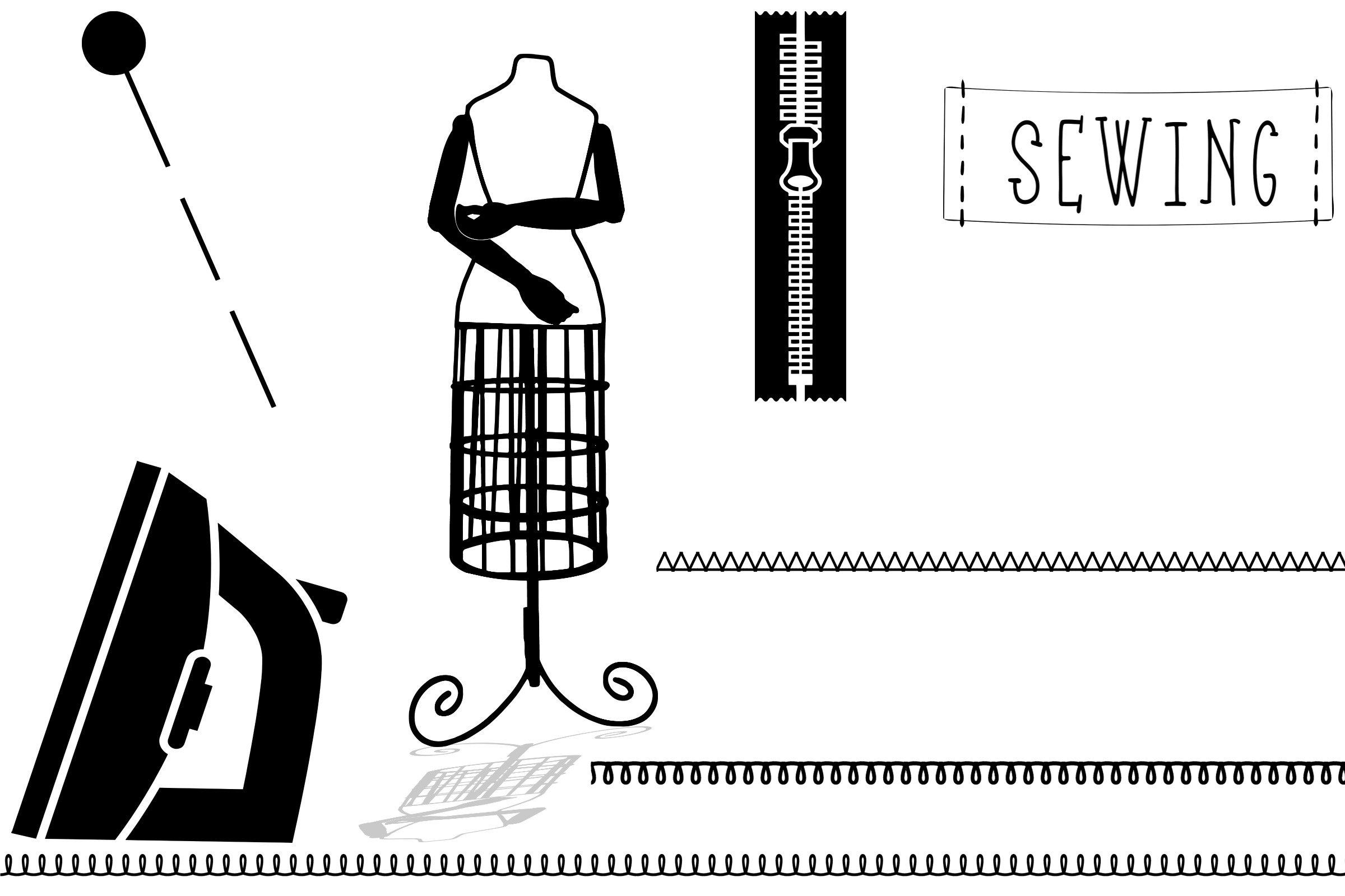 Sewing Silhouettes AI EPS PNG (581008) | Illustrations | Design Bundles