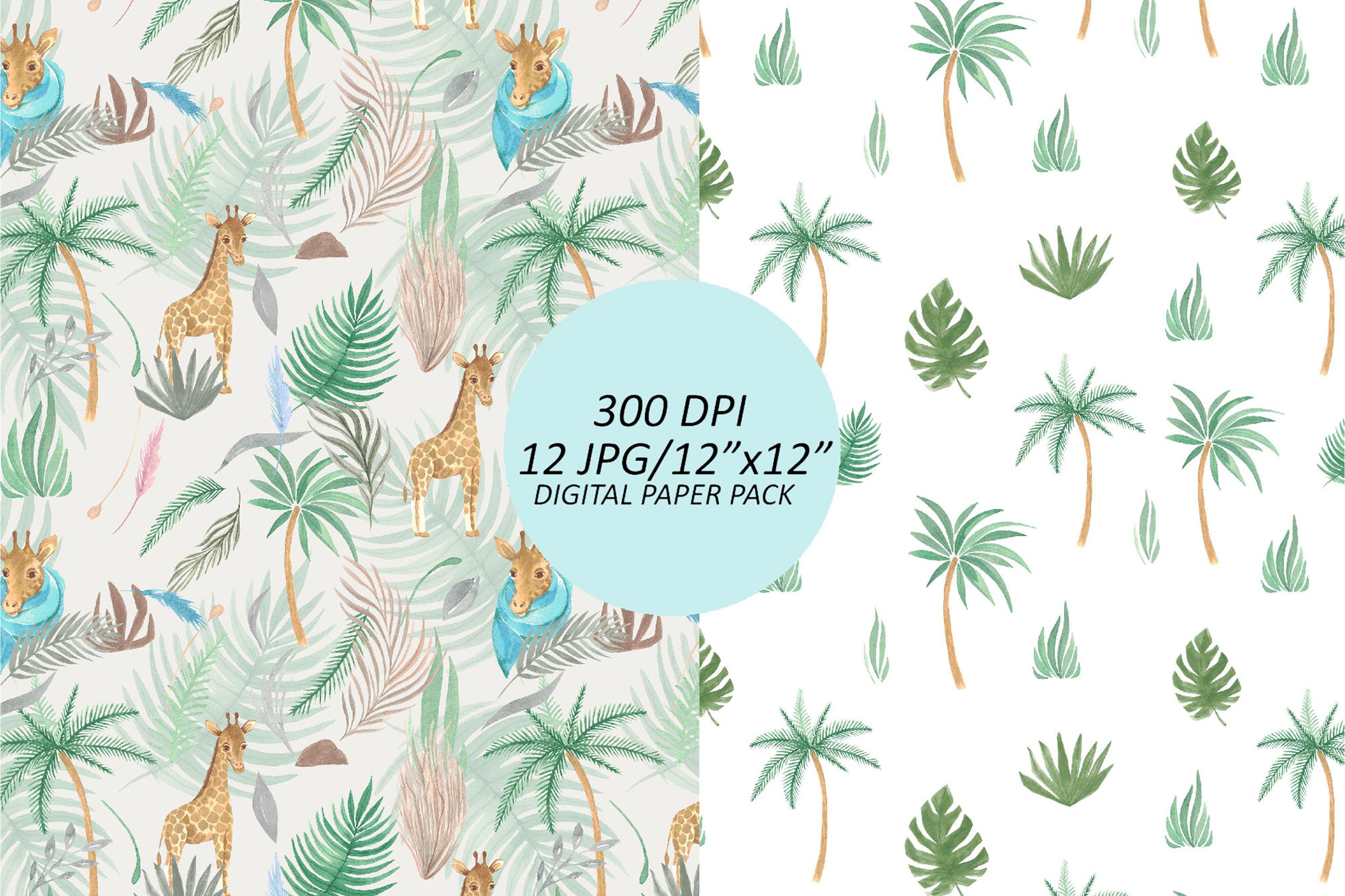 Safari animals digital paper pack. (1147036) | Patterns | Design Bundles