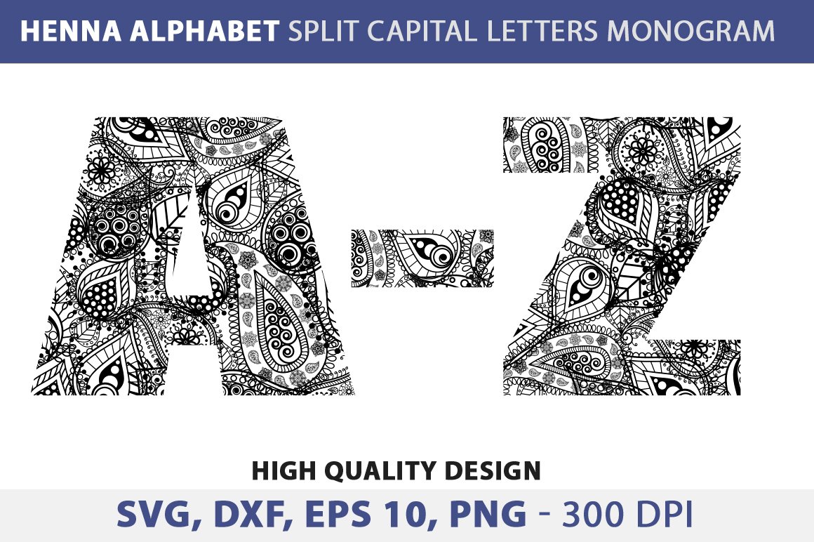 Henna Alphabet. Floral Monogram a-z letters (674709) | Illustrations ...