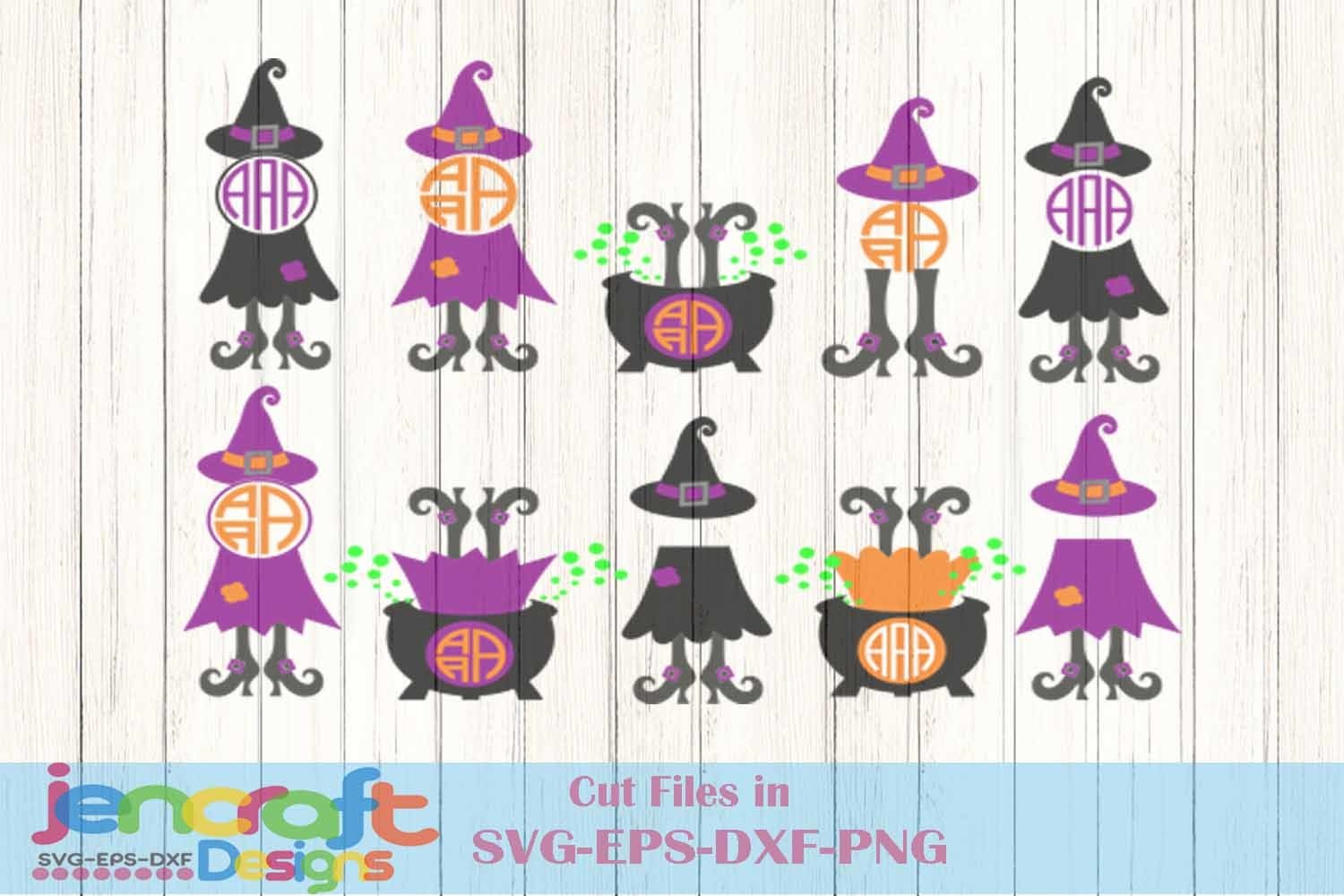 Witch SVG Monogram Halloween Witch Legs in Cauldron Design (123298 ...