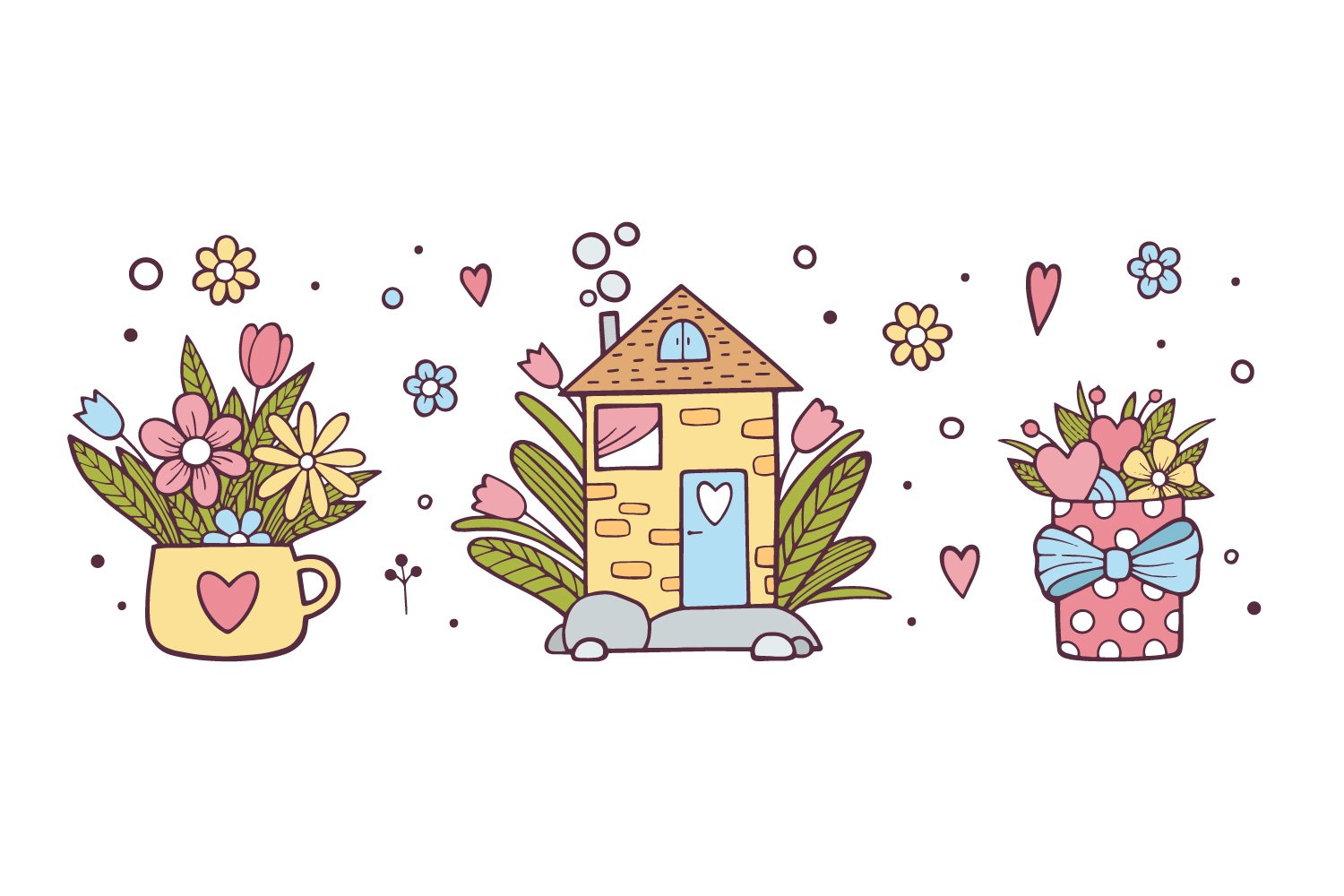 Valentines Day hand drawn beautiful set (1031142) | Icons | Design Bundles