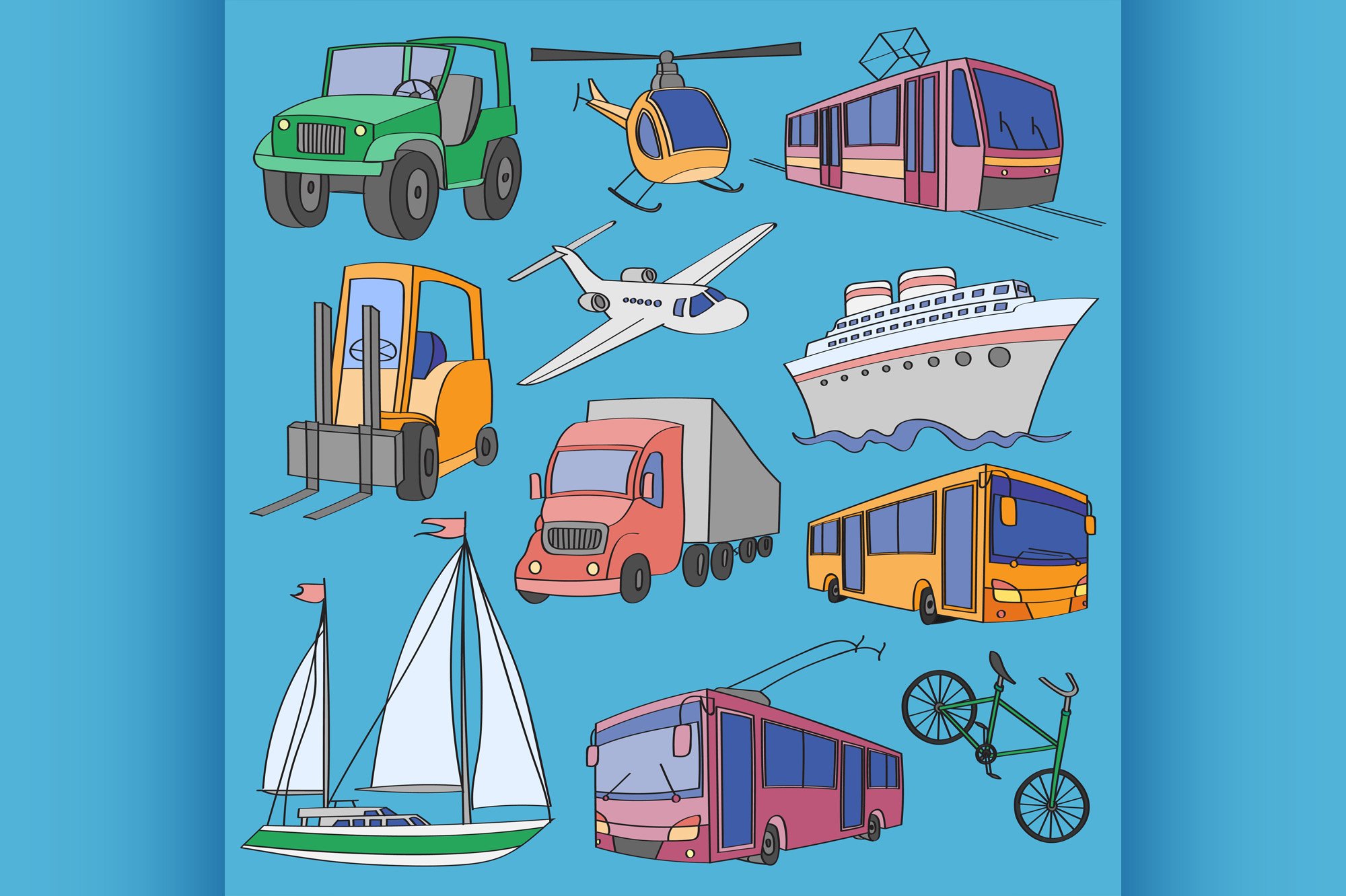doodle vector transport (643075) | Illustrations | Design Bundles