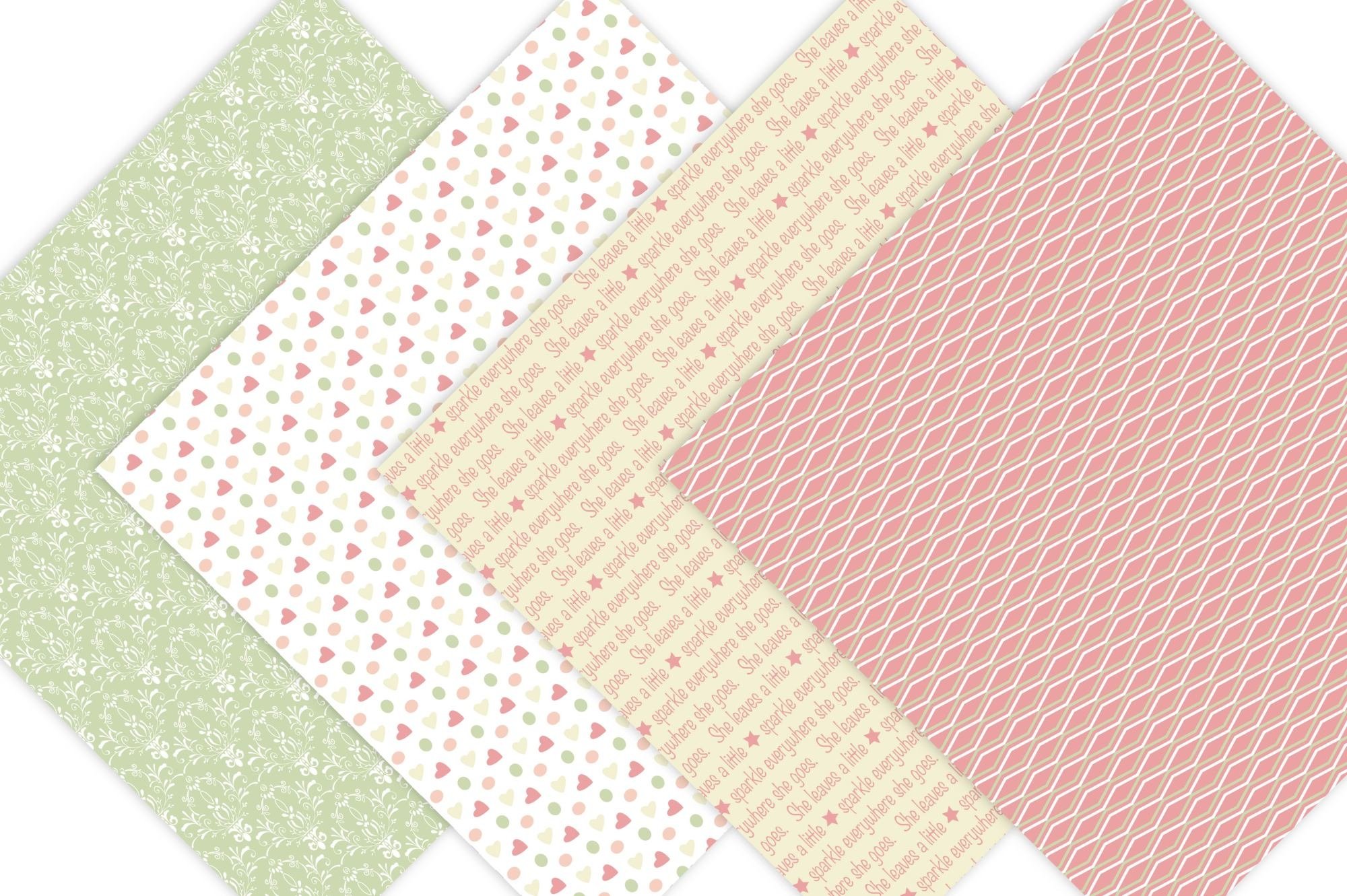 Baby Girl Digital Paper, Baby Shower (14616) | Backgrounds | Design Bundles