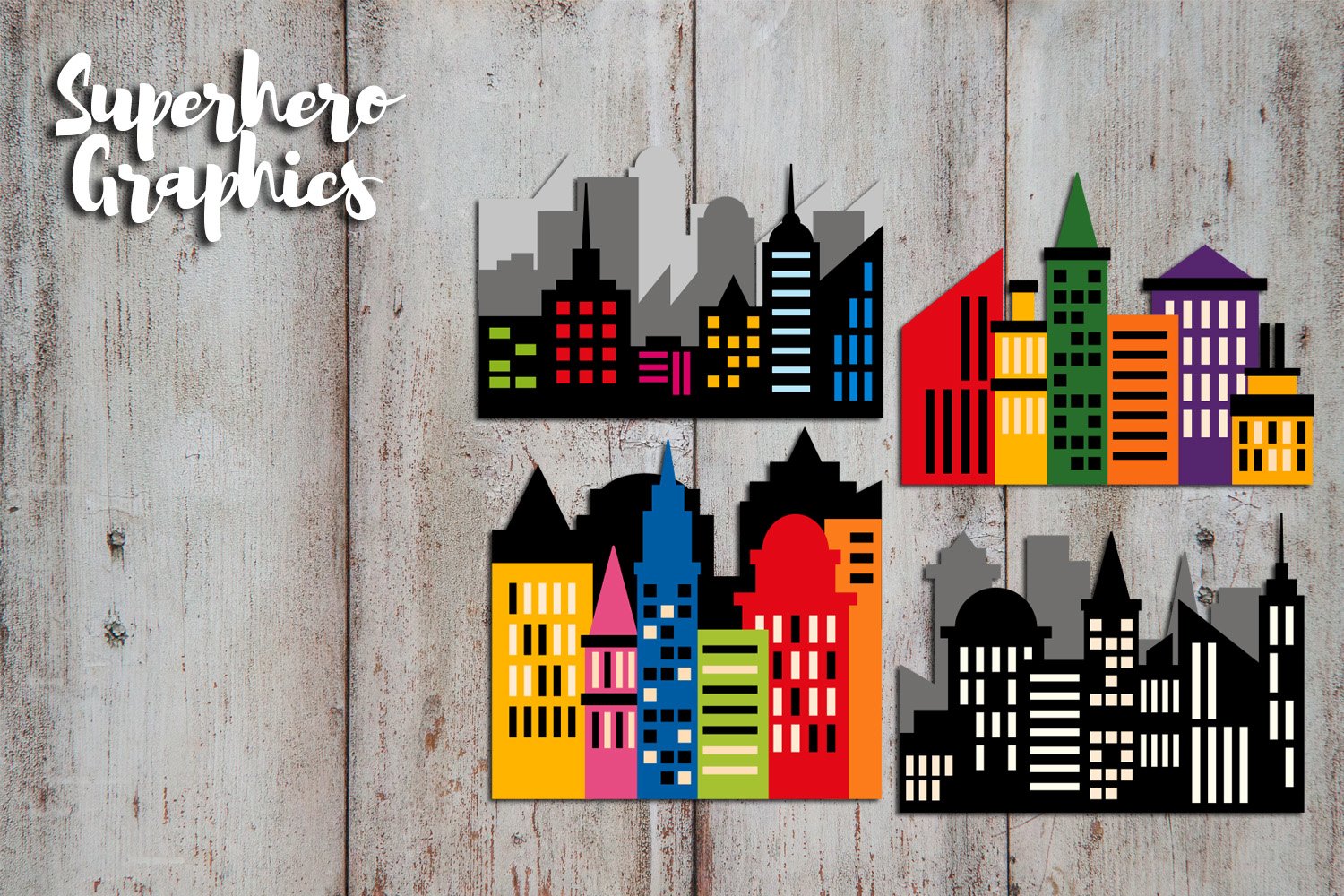 Superhero Buildings Block Graphic Illustrations (73244) | Illustrations ...
