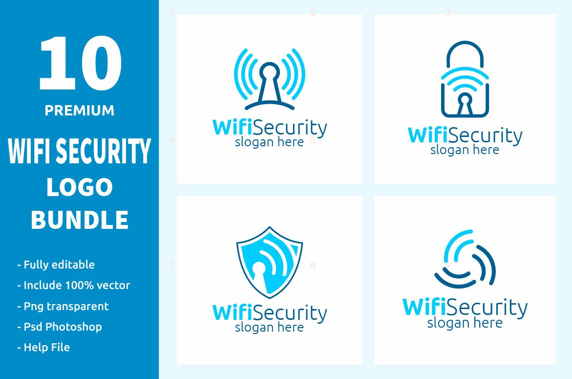 10 Wifi Security Logo Bundle (1229072) | Logos | Design Bundles