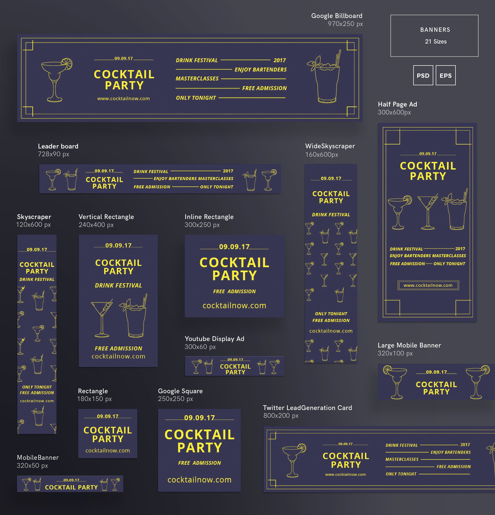 Cocktail Party Design Templates Bundle (74780) | Branding | Design Bundles