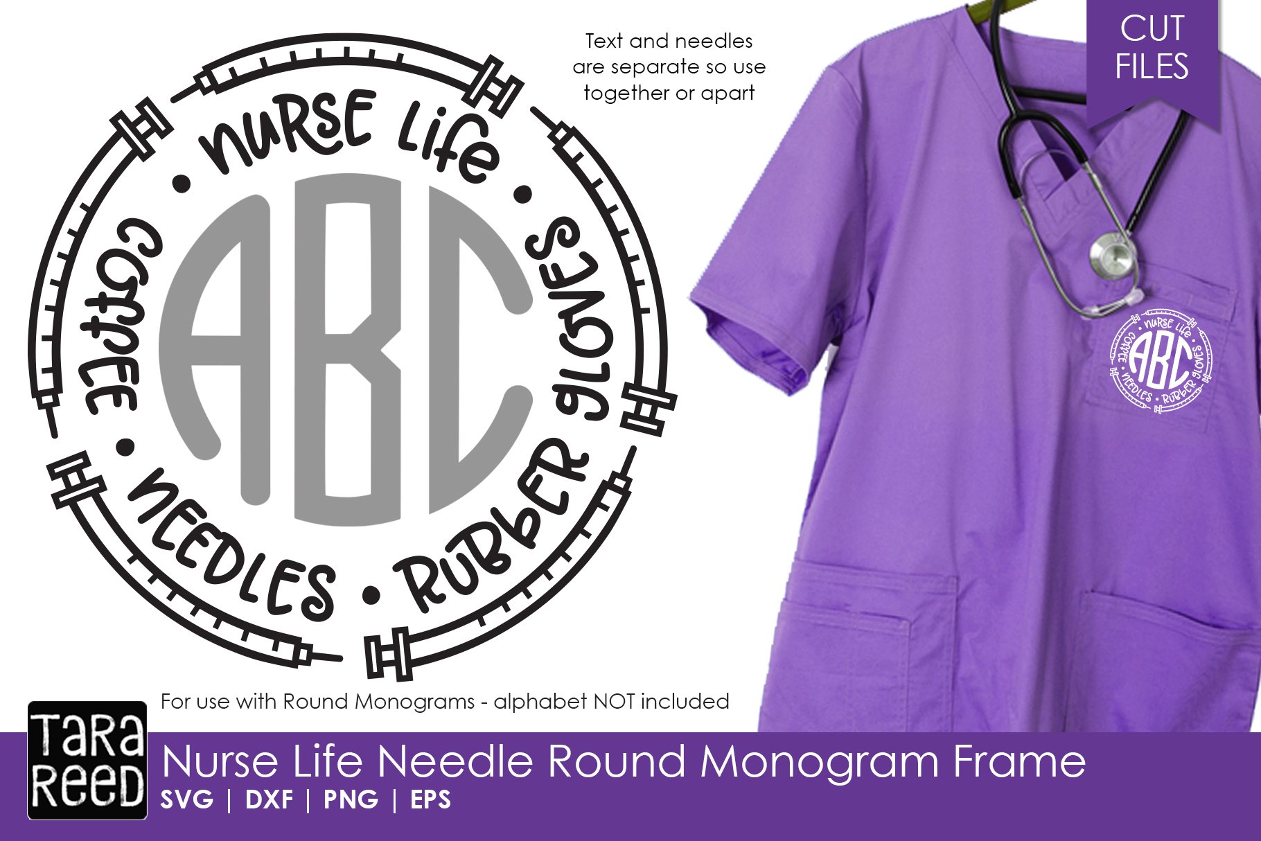 Nurse Needle Round Monogram Frame - Nursing SVG & Cut Files (251889 ...
