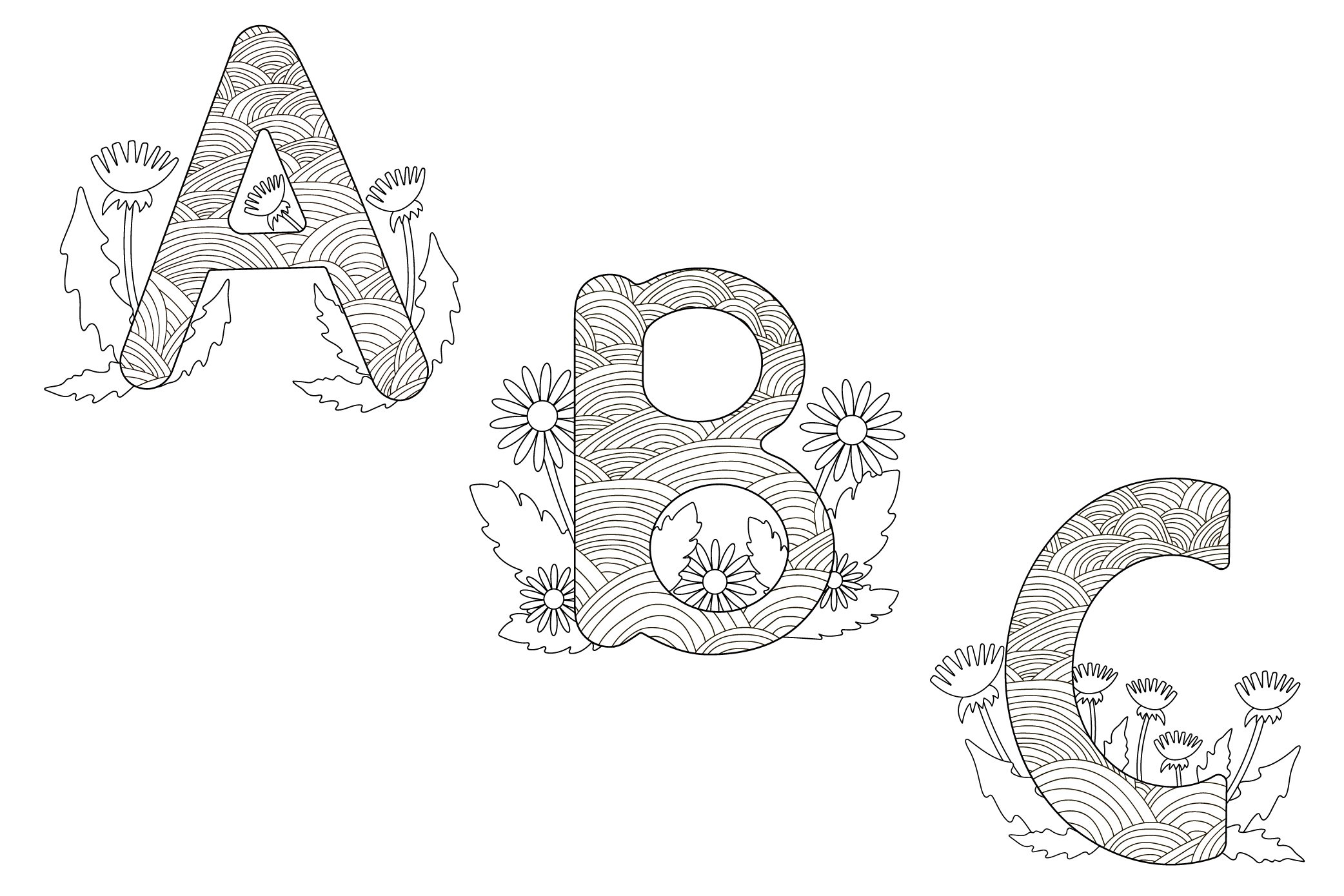 Alphabet. Numbers from 0 to 9. Coloring pages. (292382) | Illustrations ...