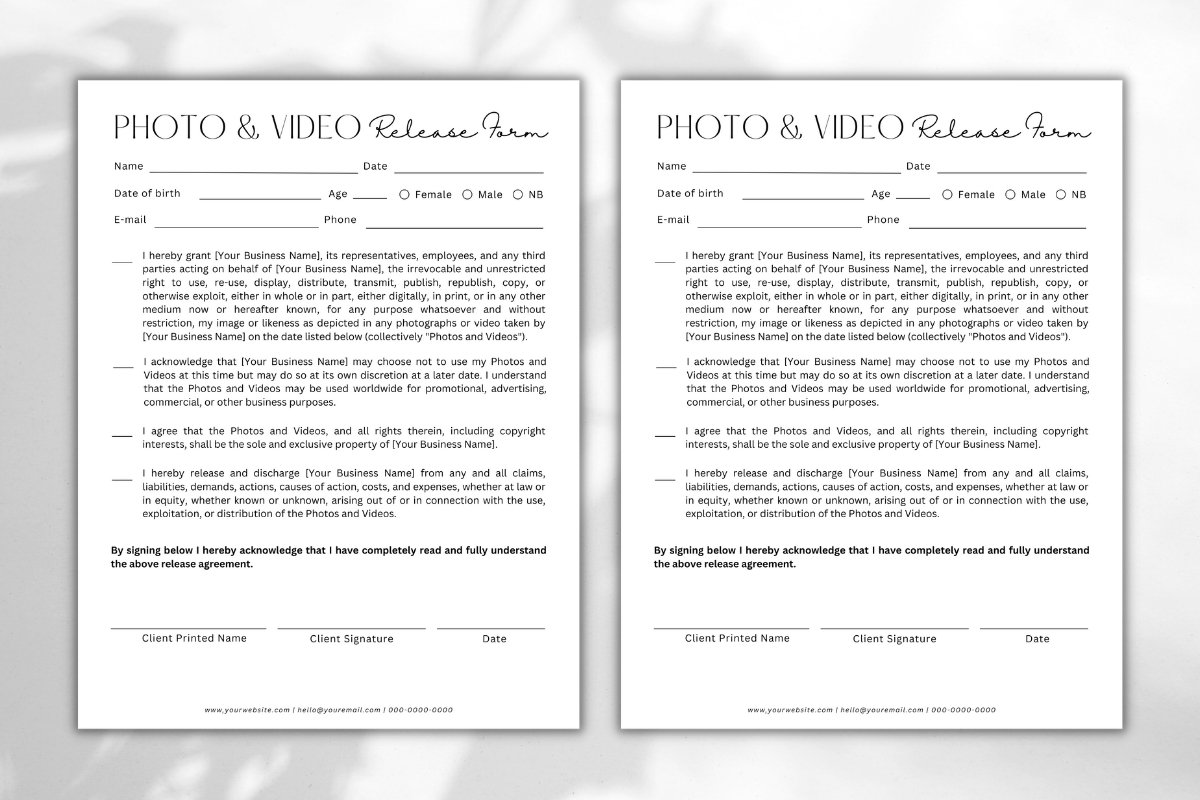 Professional Photo Release Form