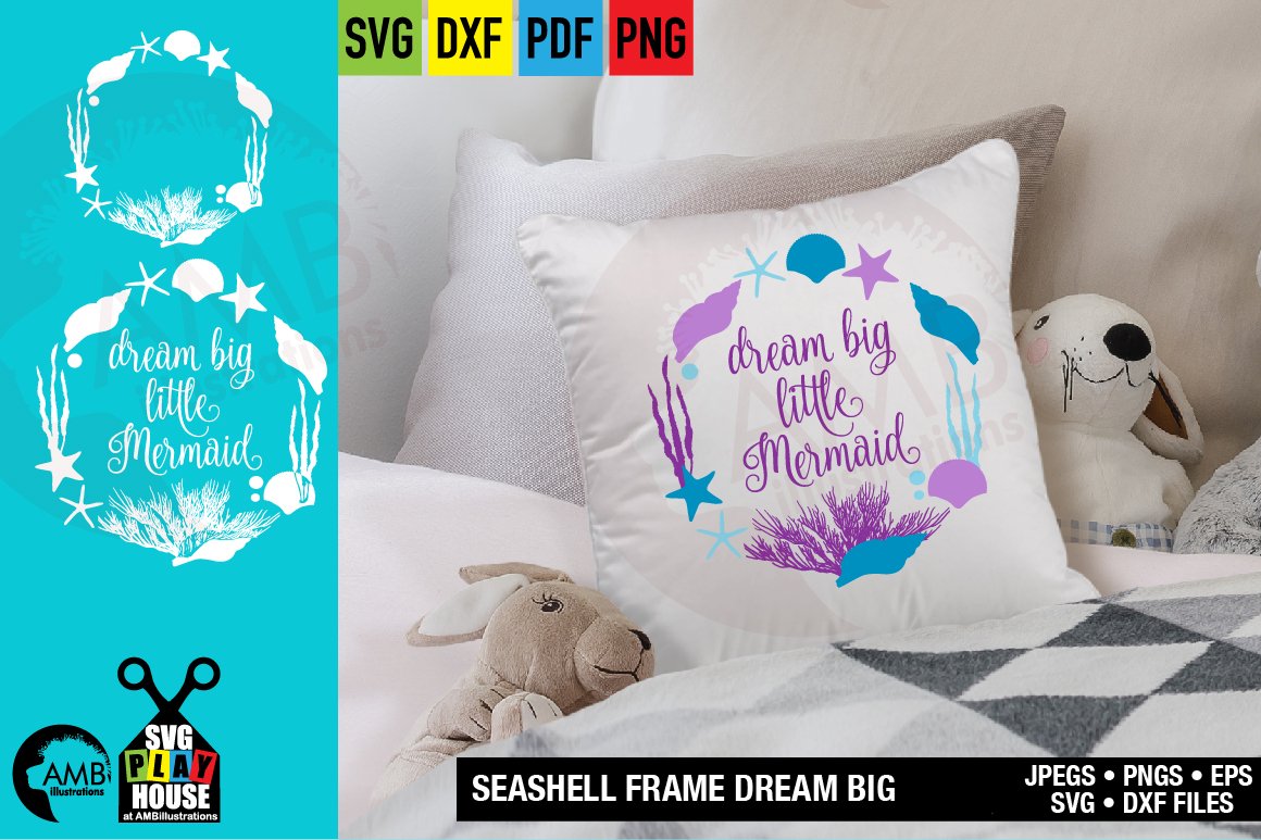 Mermaid svg, Seashell circular frame cutting file SPH-109 (302577 ...