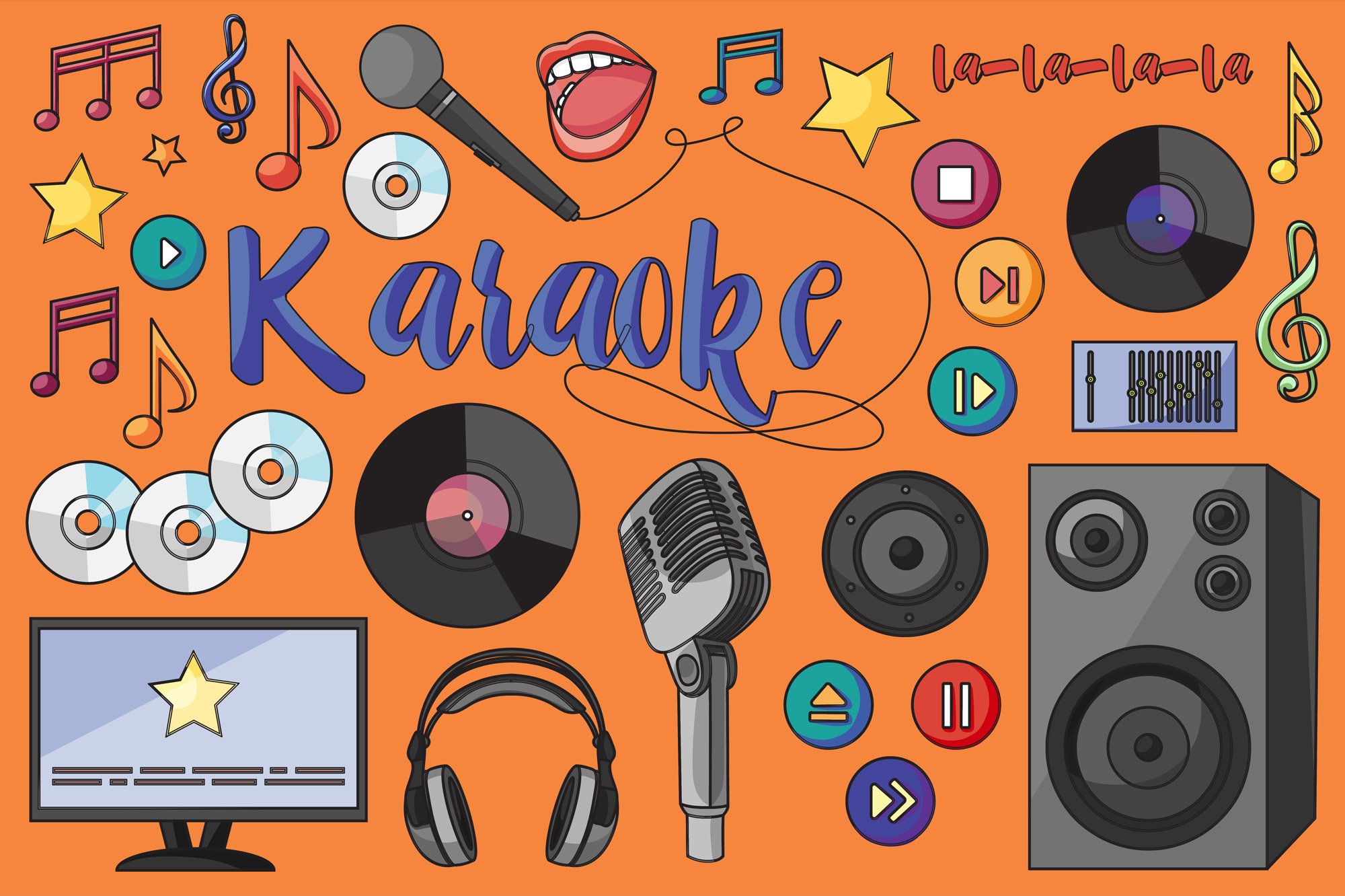 Theme of karaoke (660736) | Illustrations | Design Bundles