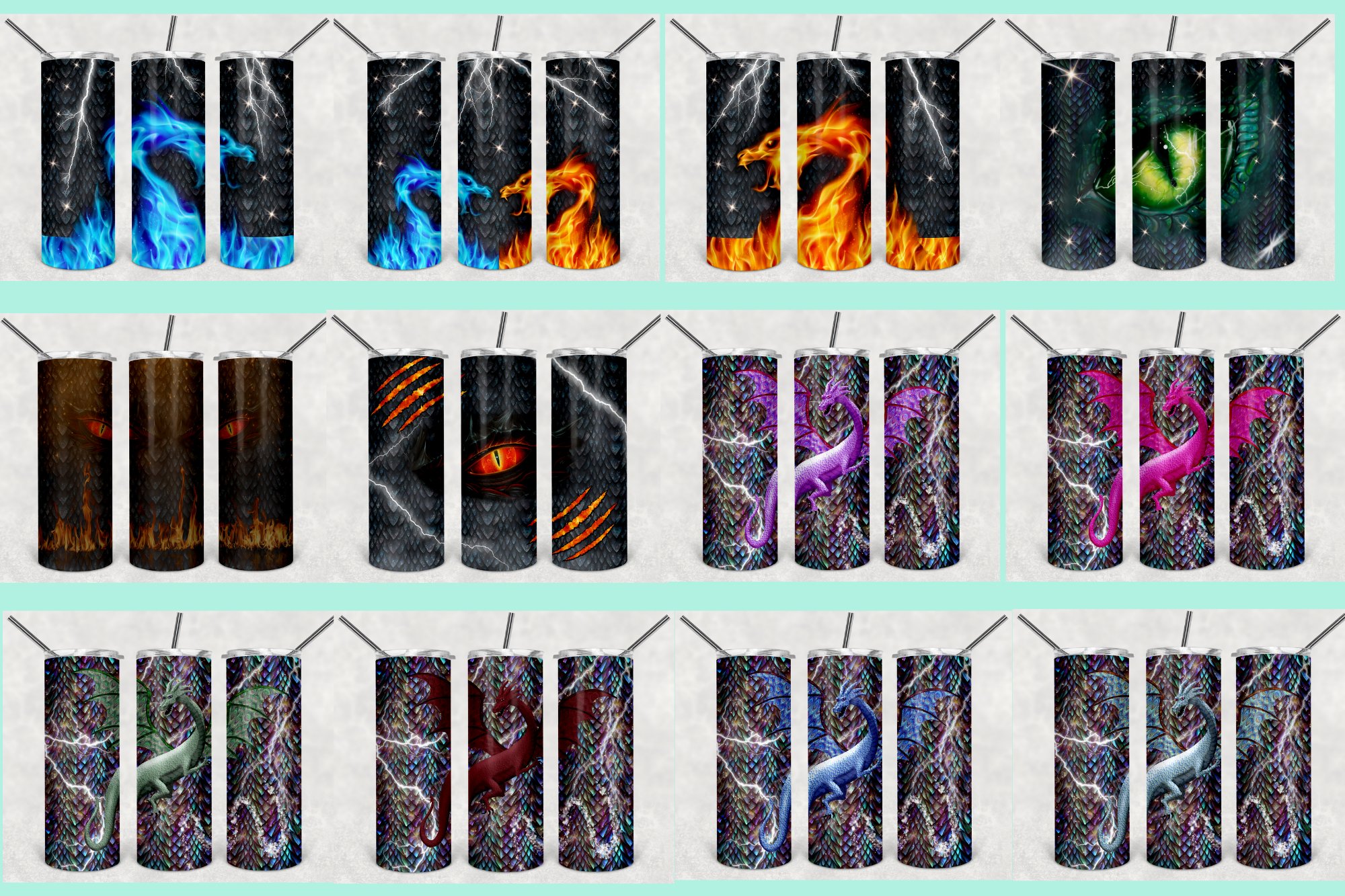 20oz STRAIGHT Skinny Tumbler Sublimation files 50 high res (1115998 ...