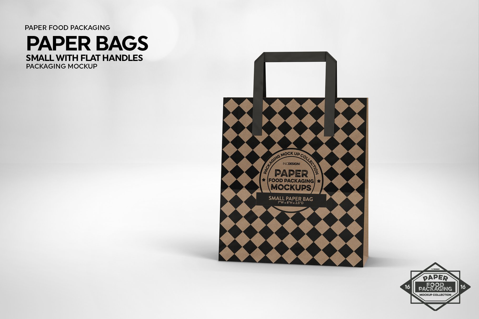 SMALL Paper Bag with Flat Handles Packaging MockUp (284101) | Branding ...