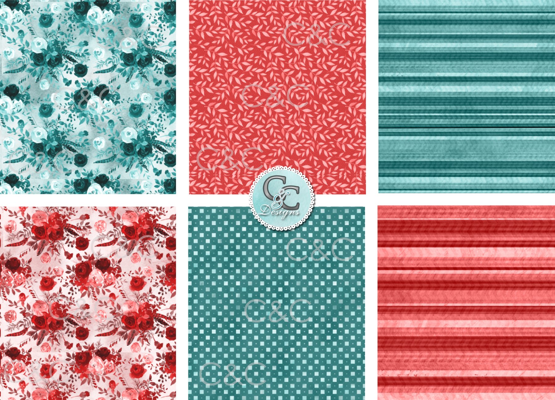 Quilt Patterns Digital Paper Pack Q-3S (127494) | Backgrounds | Design ...