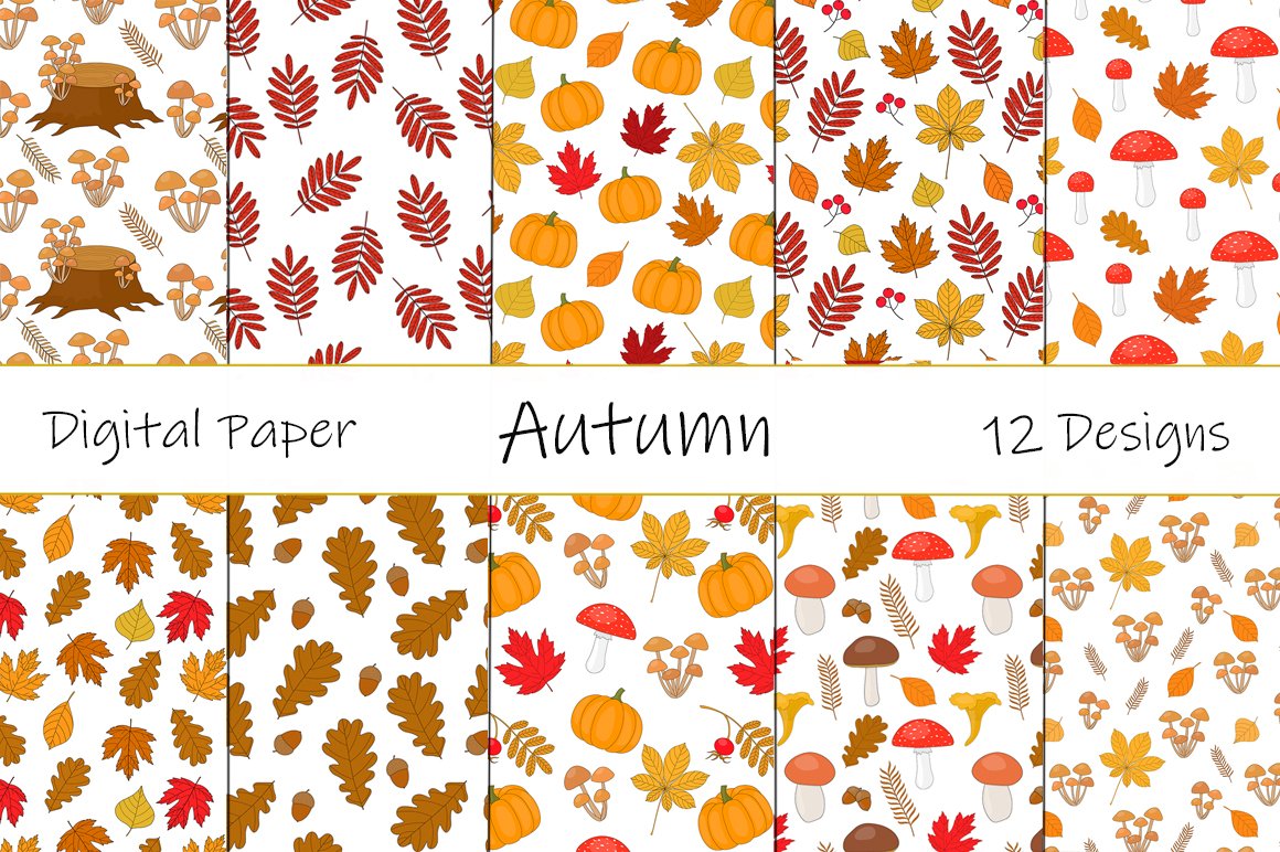 Set Seamless pattern autumn vector illustration (732843) | Patterns ...