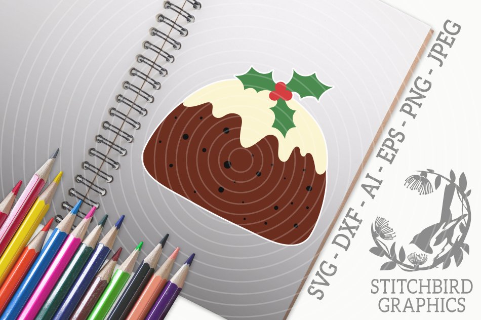 Christmas Pudding SVG, Silhouette Studio, Cricut, Eps, Dxf (384699 ...