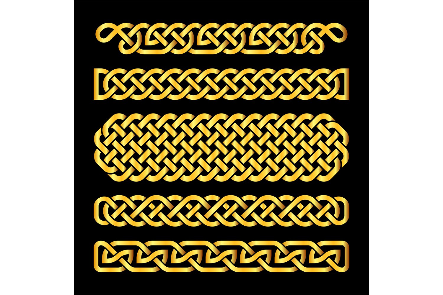 Golden celtic knots vector borders set (850850) | Illustrations ...