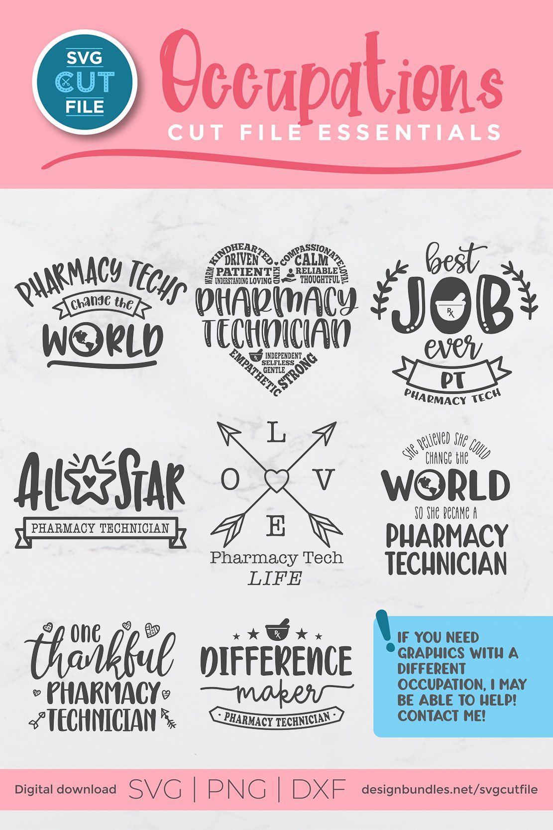Pharmacy Technician svg bundle, PT pharmacy tech svg dxf png (838705 ...