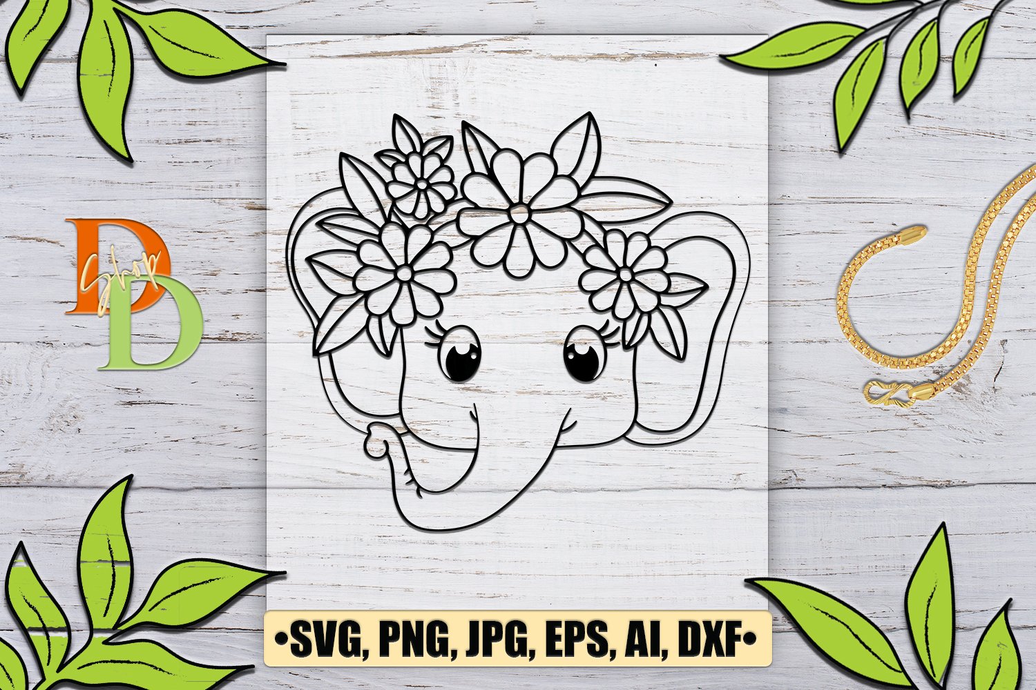 Elephant Svg, floral wreath svg, flower svg, Cricut, Cutting (806151 ...