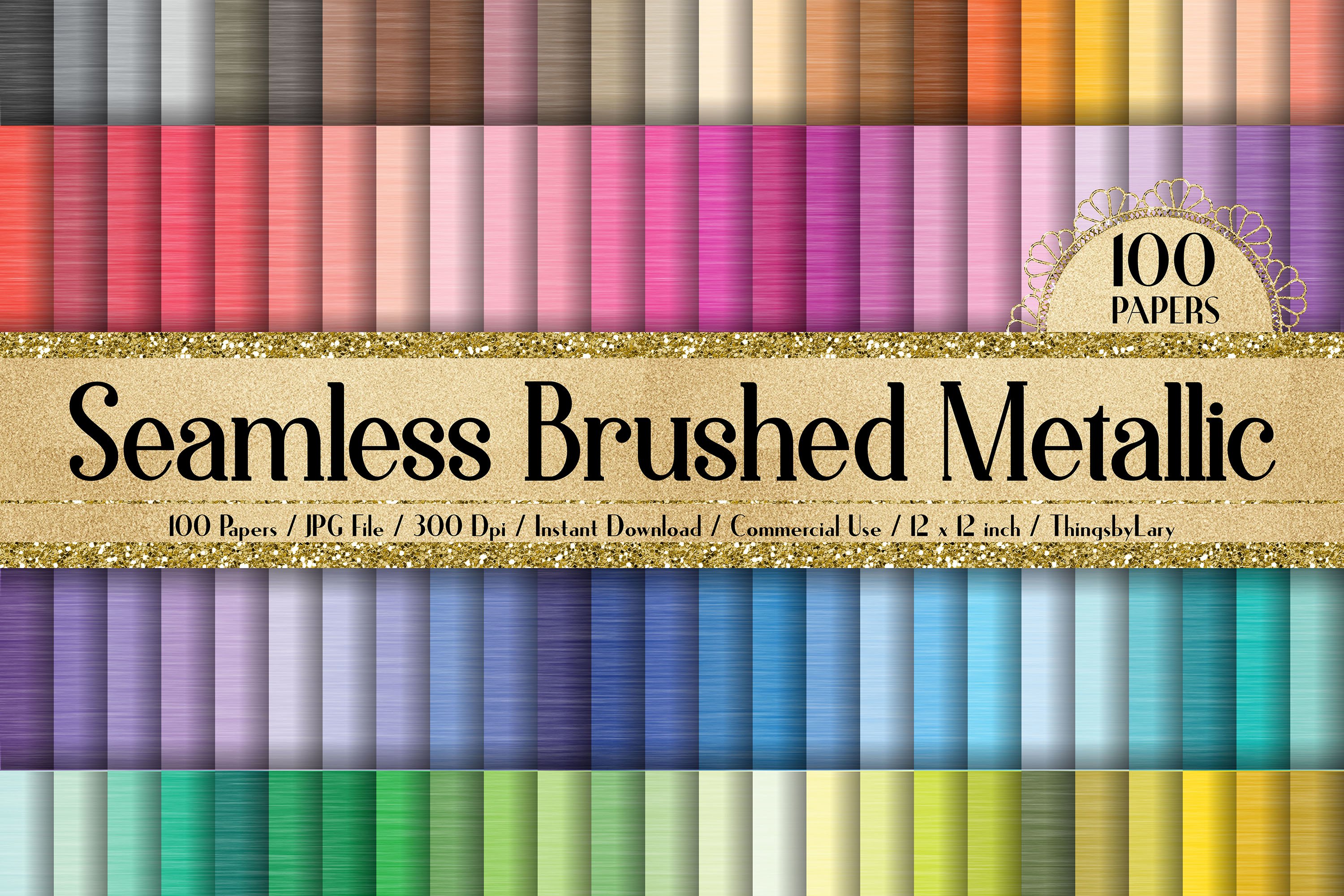 100 Seamless Brushed Metallic Polished Metal Digital Papers (228598 ...