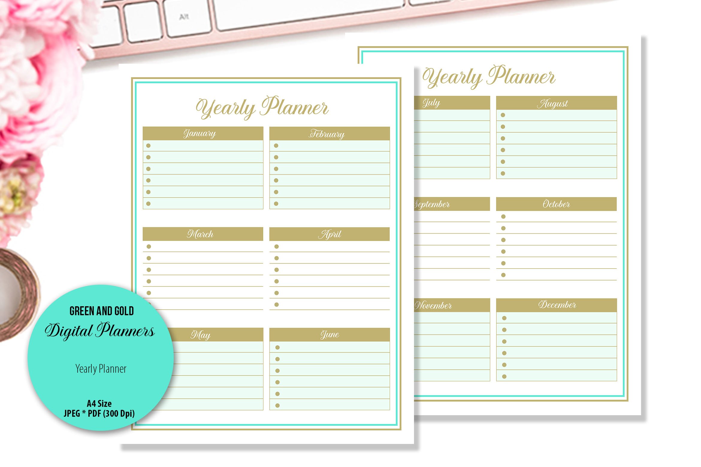 Green and Gold Digital Planner