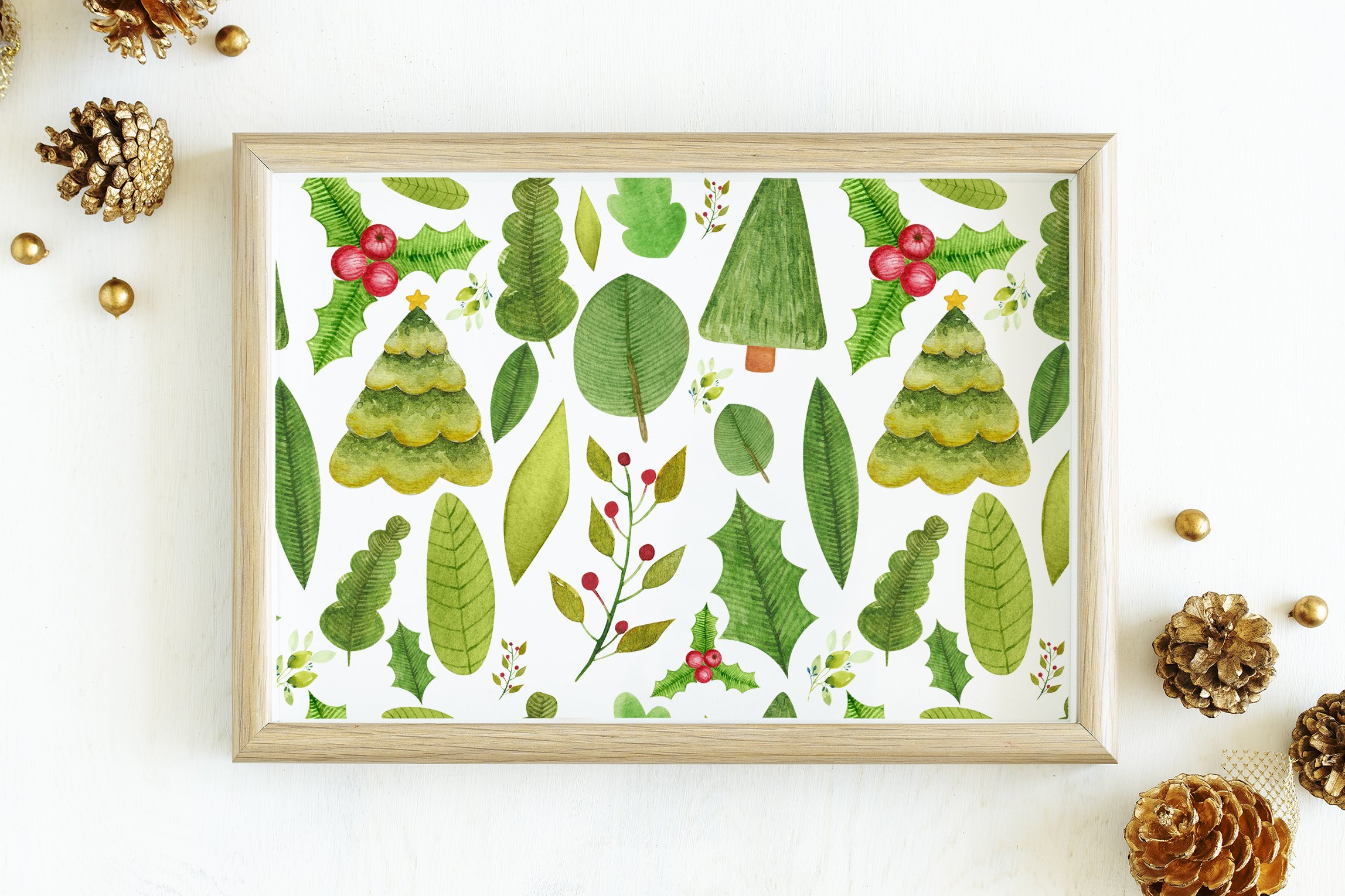 Happy Christmas Holiday Watercolor Hand Painted (378525 ...