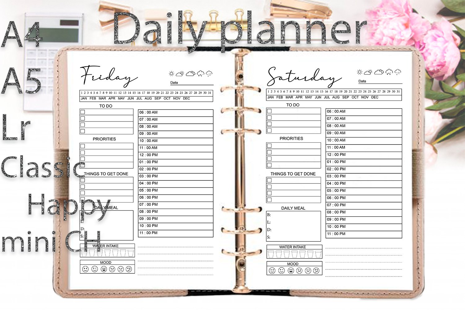 Daily Planner 2021 Printable, Happy Planner, A4, A5, Letter (1115143 ...