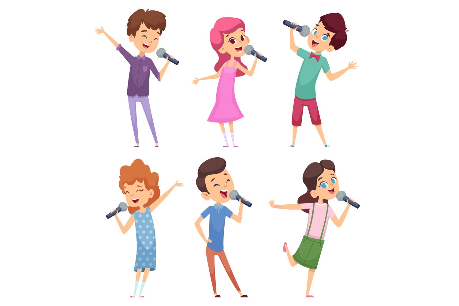 Singing kids. Happy cute childrens music voice study boys an (1234649 ...