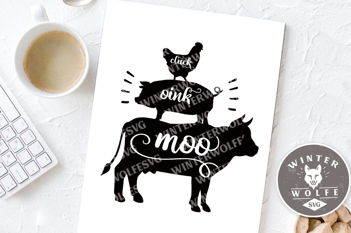 Cluck oink moo SVG EPS DXF PNG (920279) | Cut Files | Design Bundles