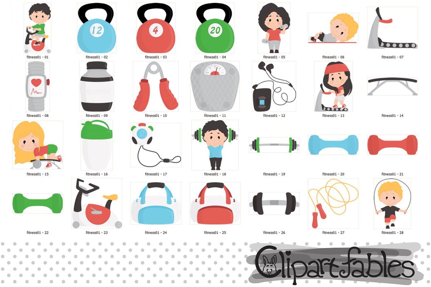 Cute FITNESS clipart, Gym clip art set, Workout design, Yoga (268685 ...