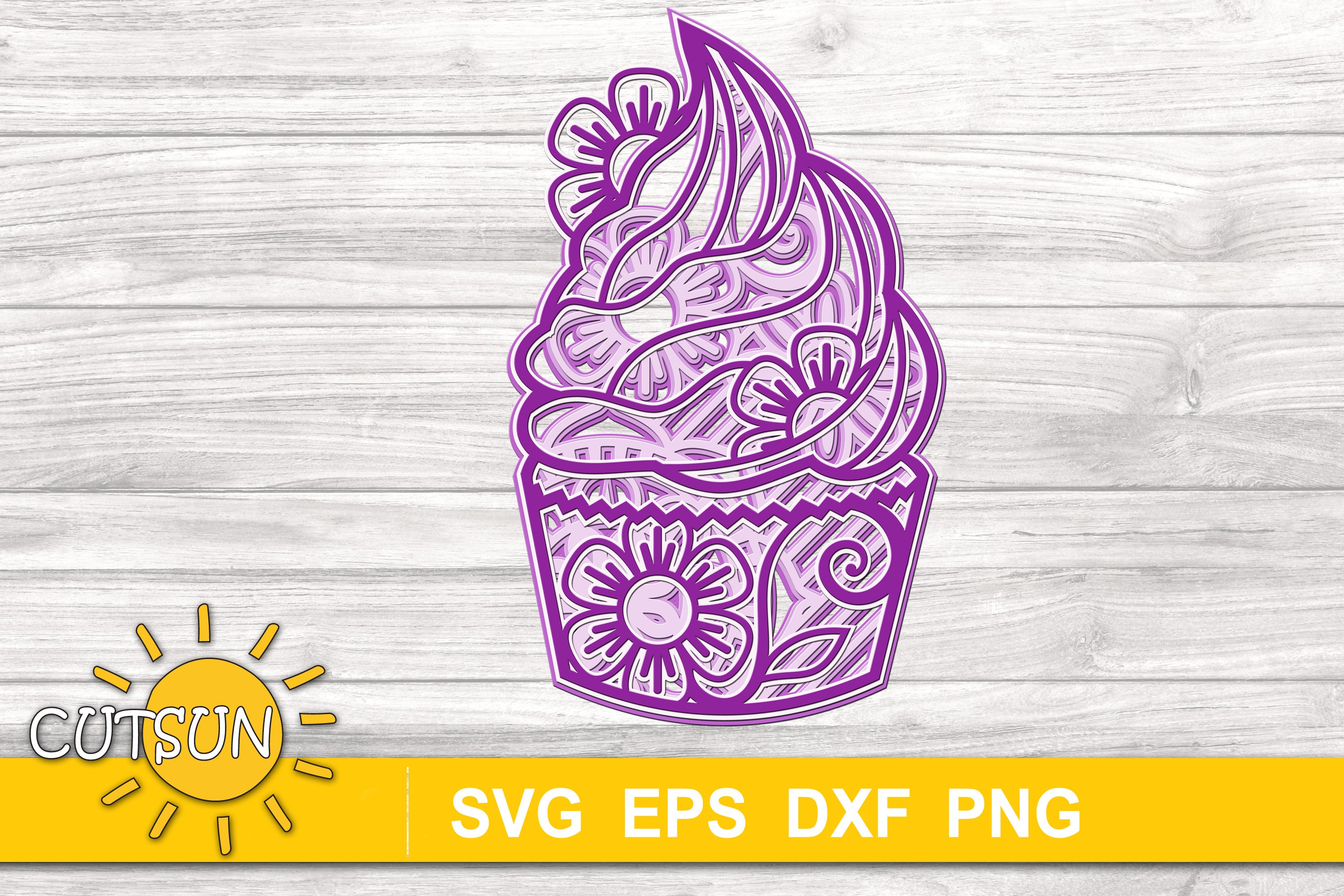 3D Layered Mandala Cupcake SVG cut file 5 layers (709007) | Cut Files ...