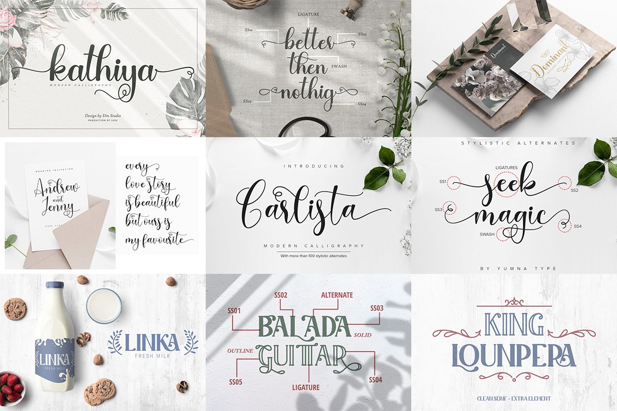 Mighty Font Bundle (758874) | Calligraphy | Font Bundles