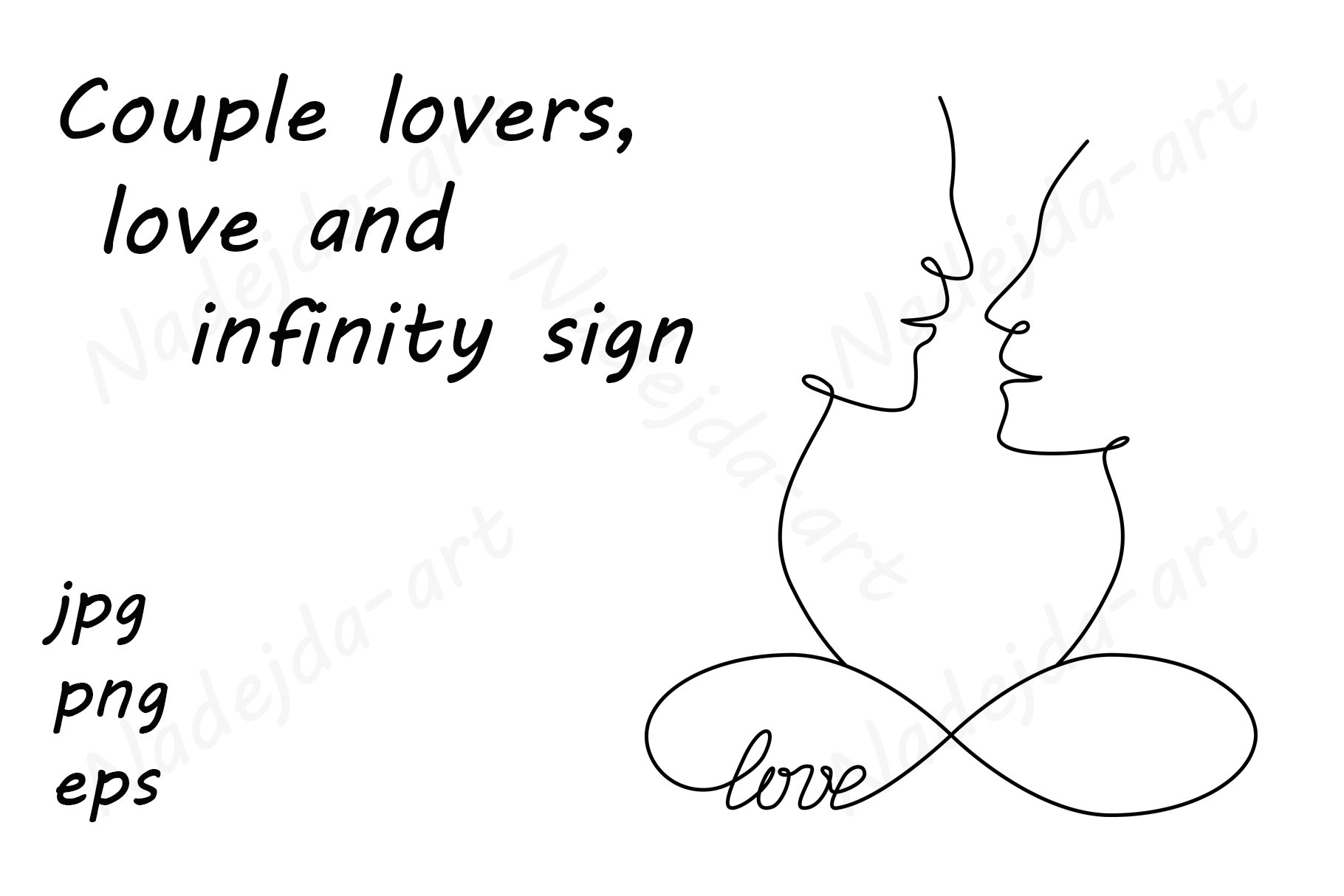 Couple lovers, love and infinity sign, continuous line (1258993 ...