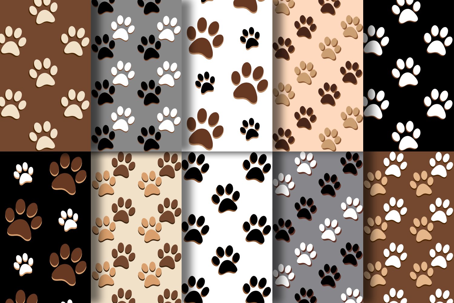 Dog Paws Patterns (516130) | Patterns | Design Bundles