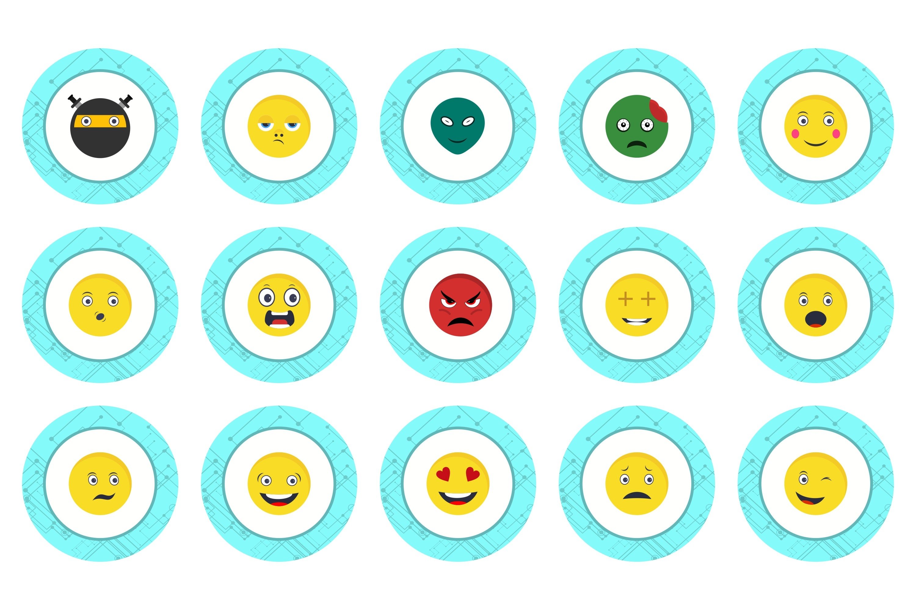 Set Of Emojis and Emoticons Icons (444278) | Icons | Design Bundles