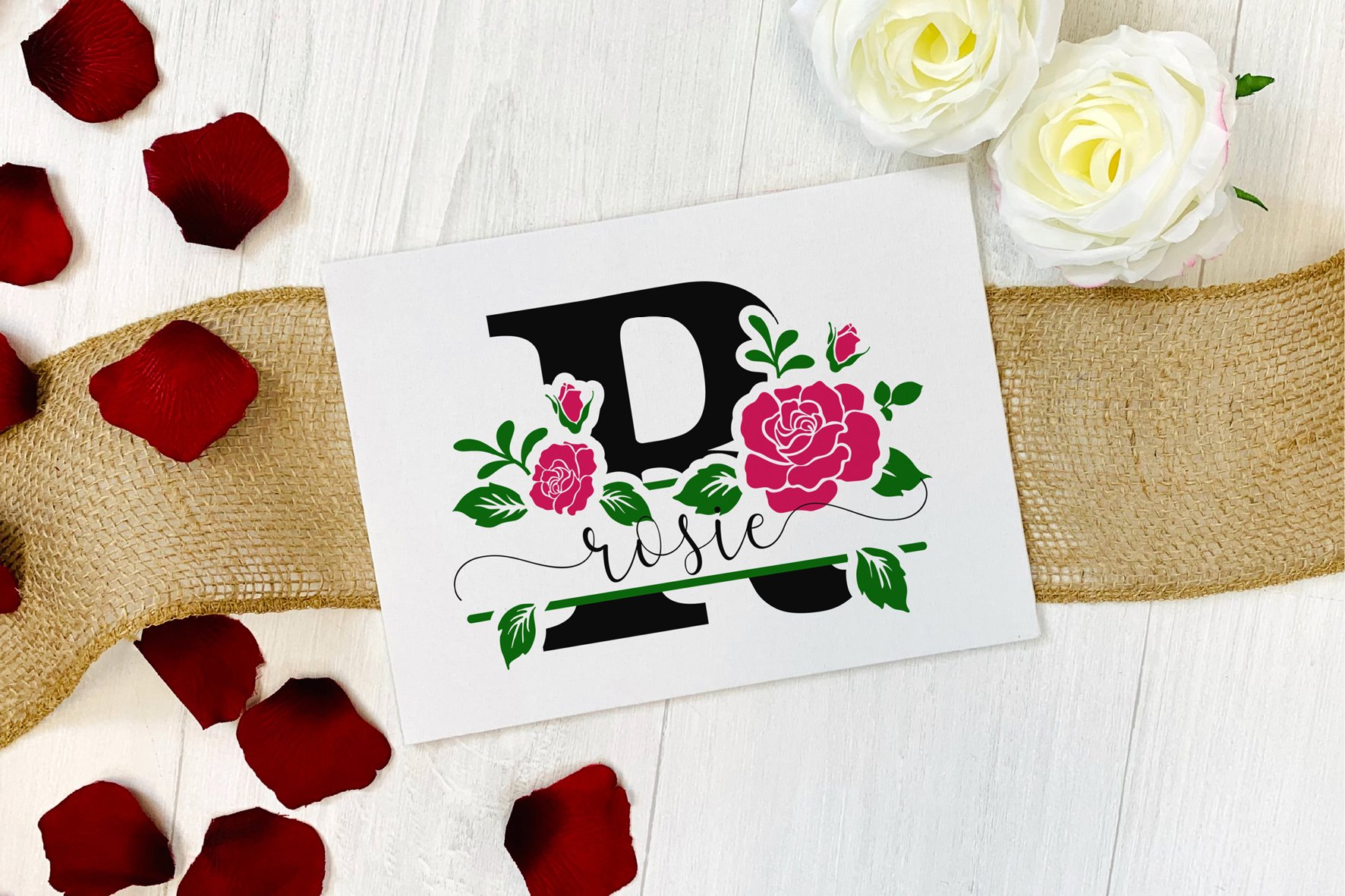 Rose Monograms - floral letters - SVG PNG (1020710) | Cut Files ...