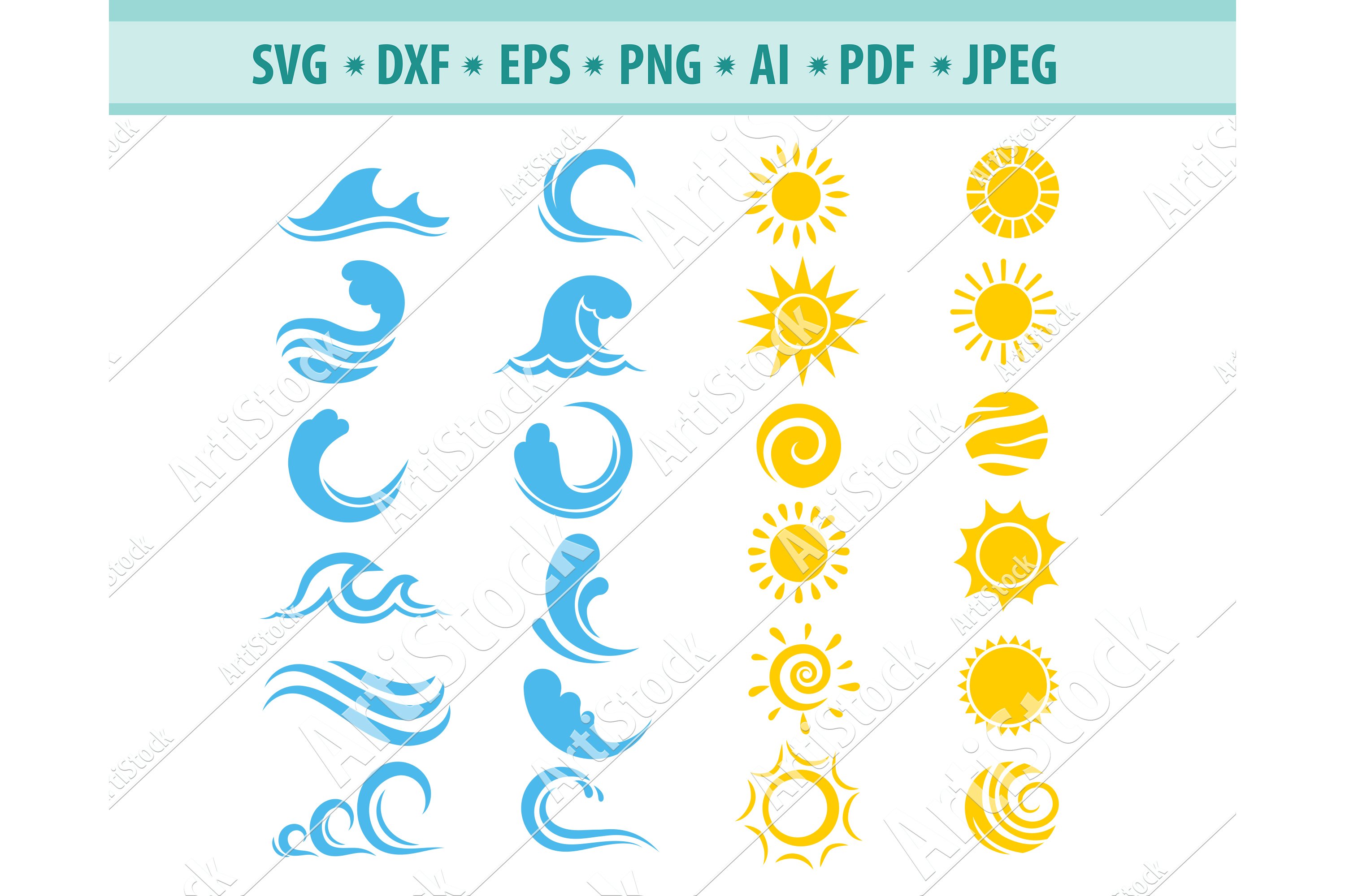 Craft Supplies & Tools Sun Sea and Smiles Svg Wave Svg Waves Svg Sun ...