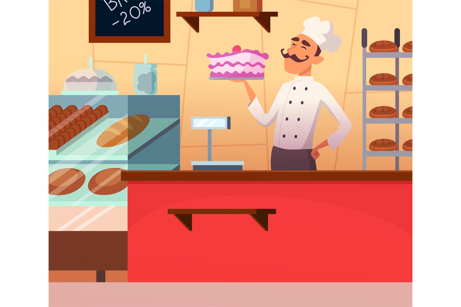 Background illustration of baker male at work (826326) | Illustrations ...