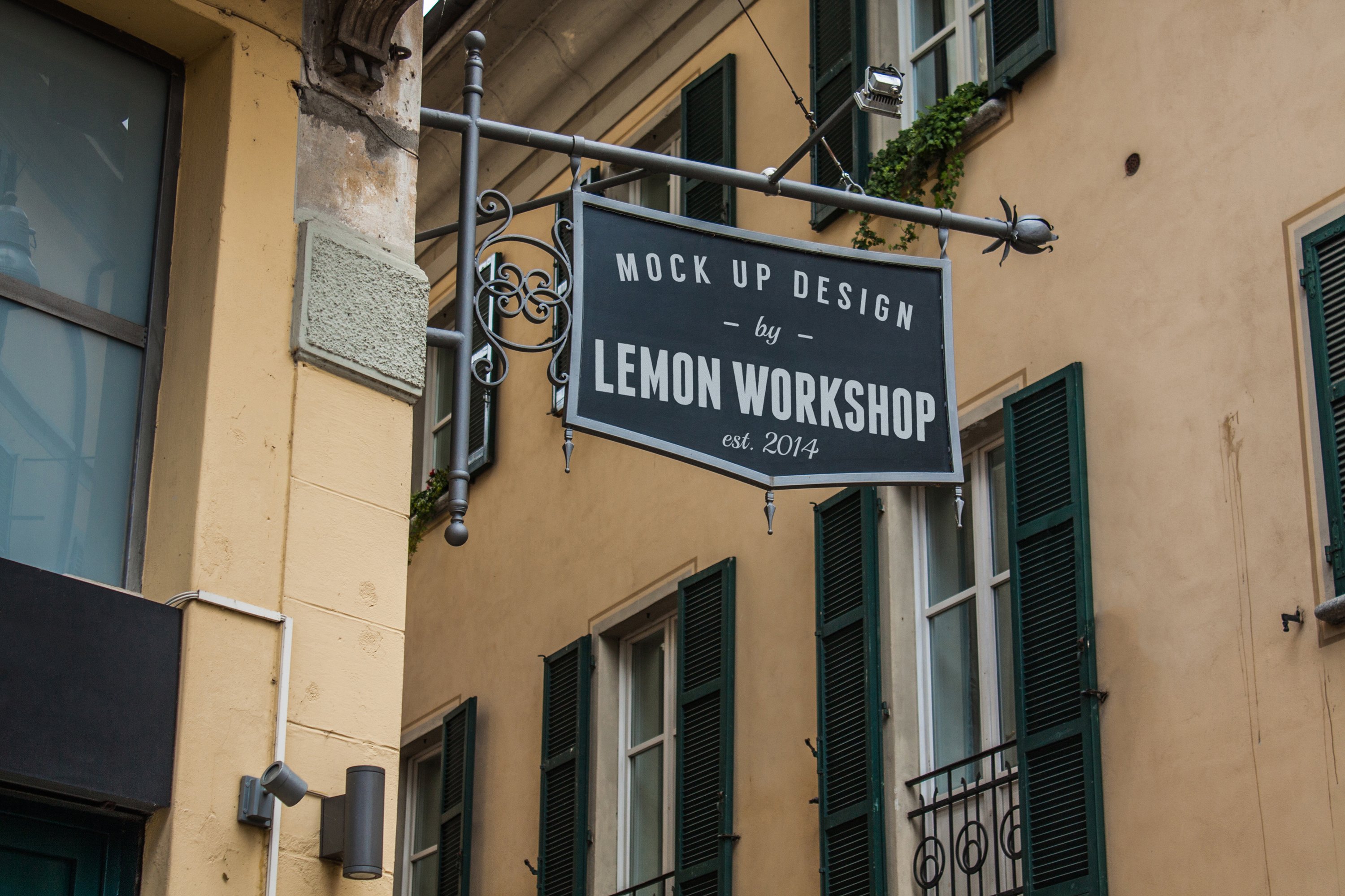 Logo Mock up Black Exterior Sign (1086389) | Signage | Design Bundles