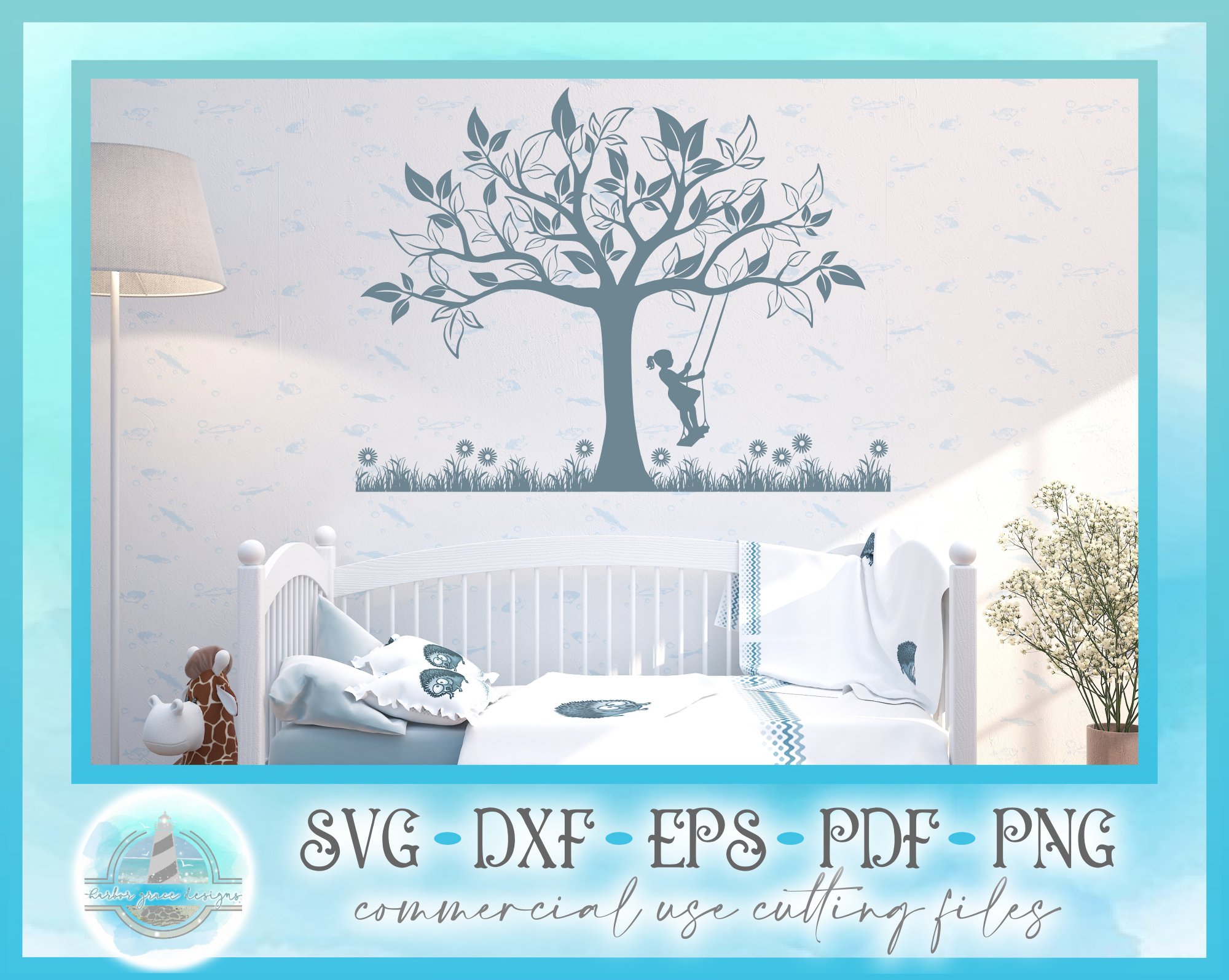 Girl Swinging in Tree Swing SVG | Child Flowers Cut File (1142562 ...