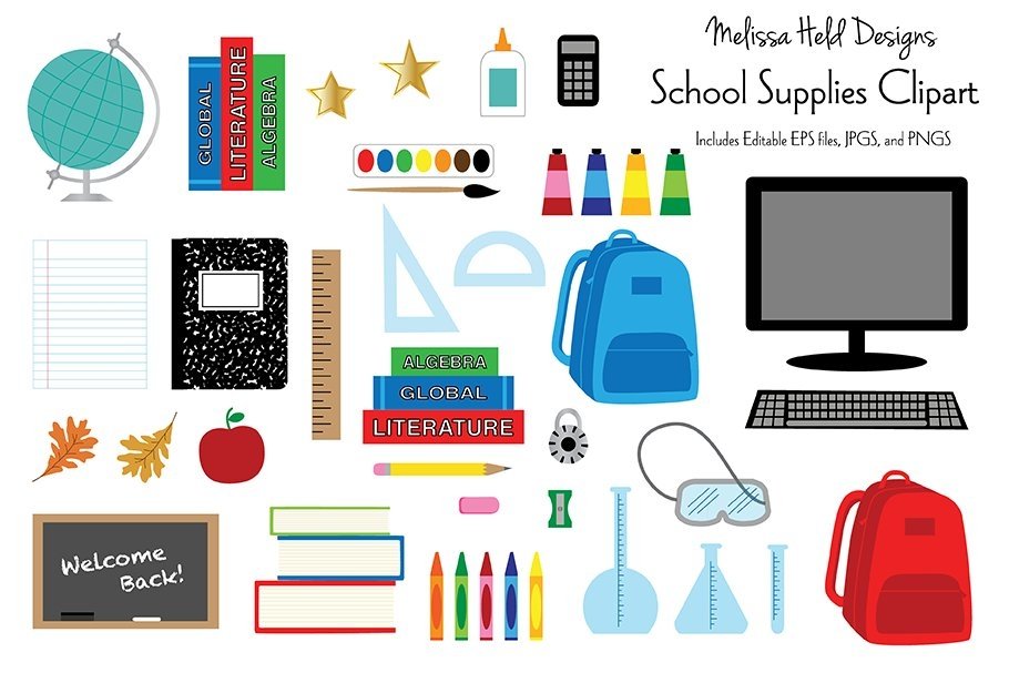 School Supplies Clipart (537384) | Illustrations | Design Bundles