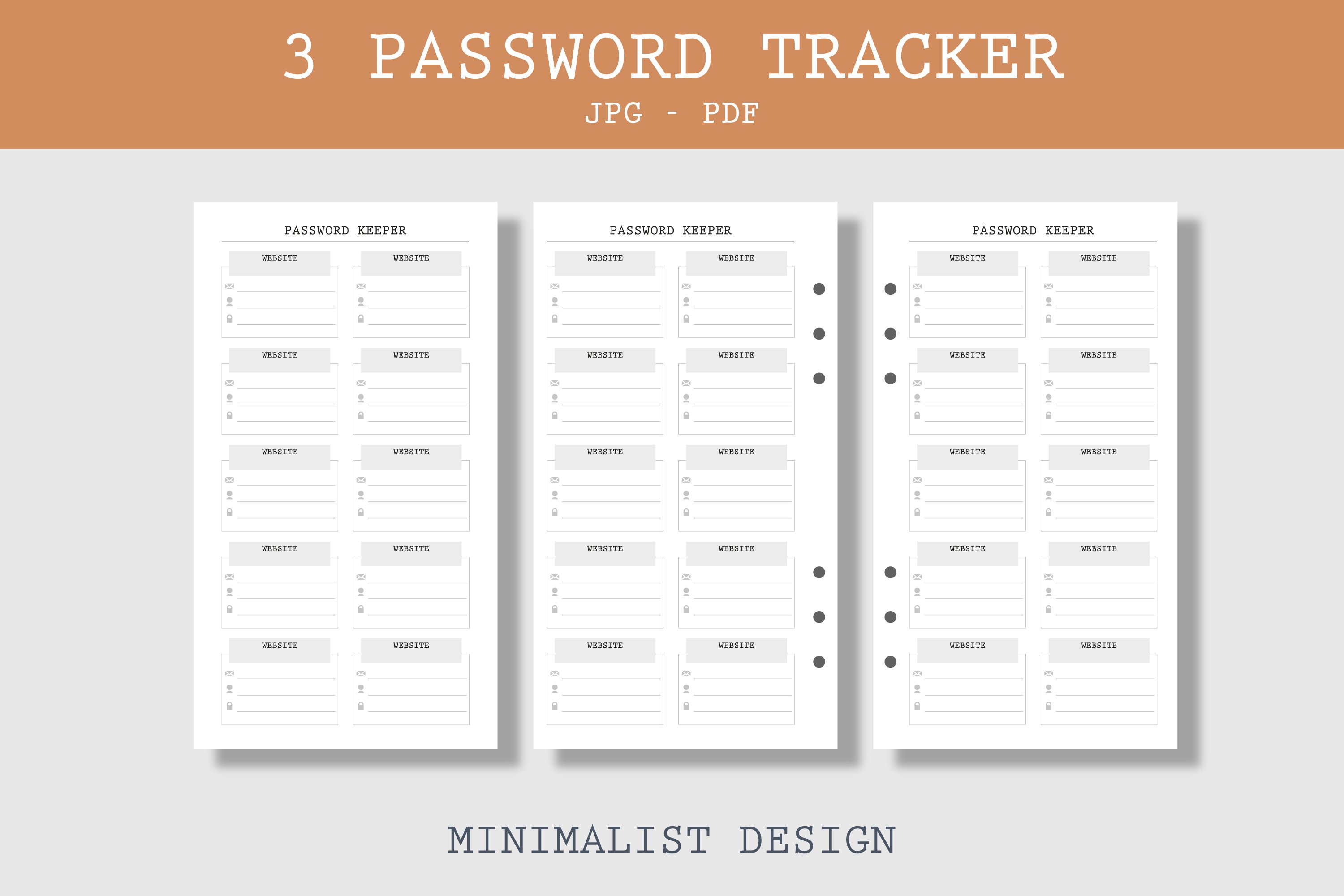 Password keeper Printable Personal Planner back/front design (1220745 ...