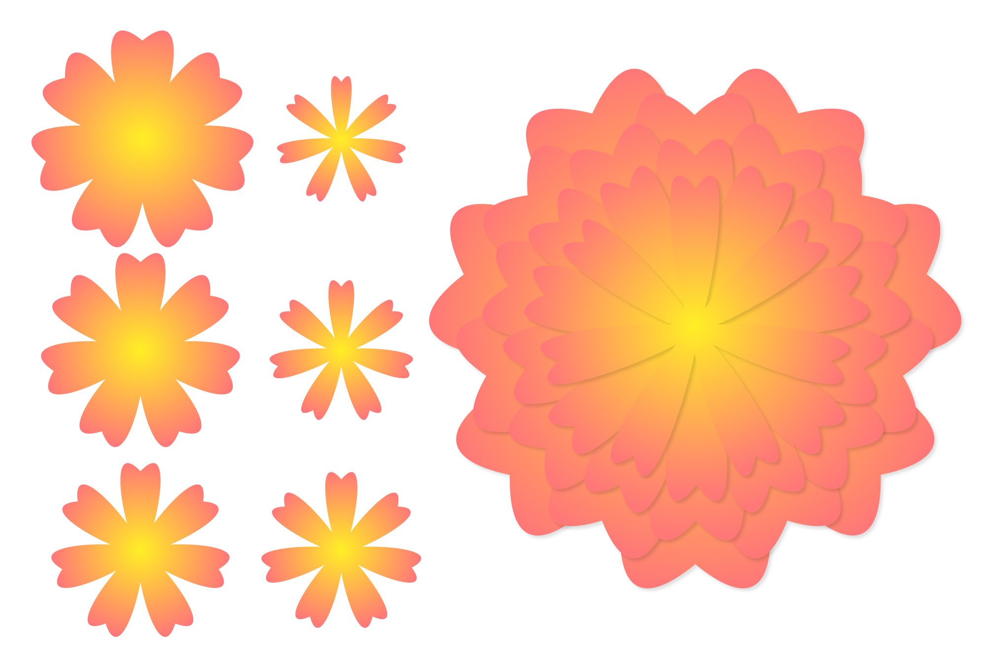 Paper Cut 3D Flowers Template Bundle. Paper Flower Set