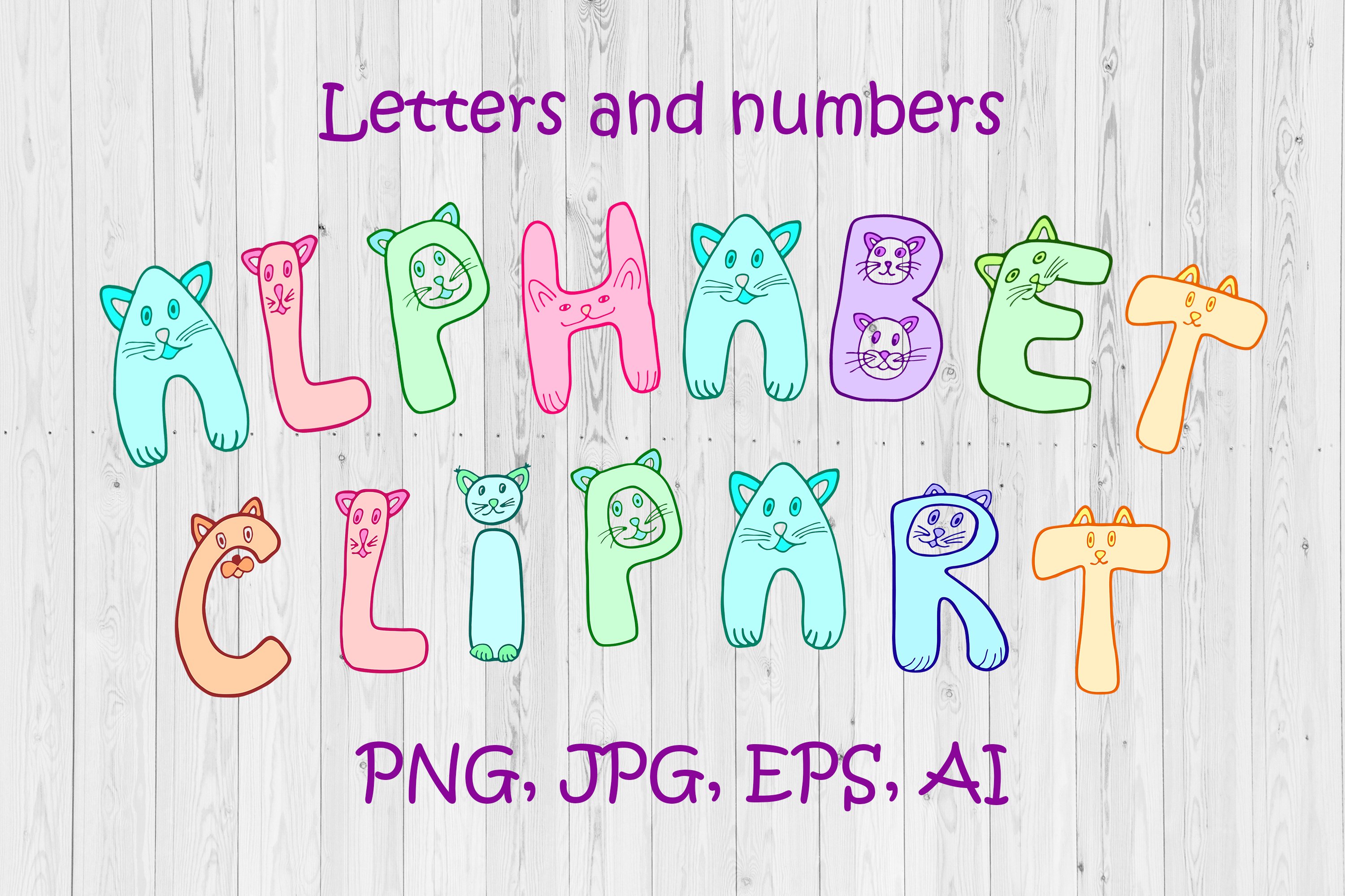 Cats alphabet clipart - letters and numbers PNG, AI, EPS (468318 ...