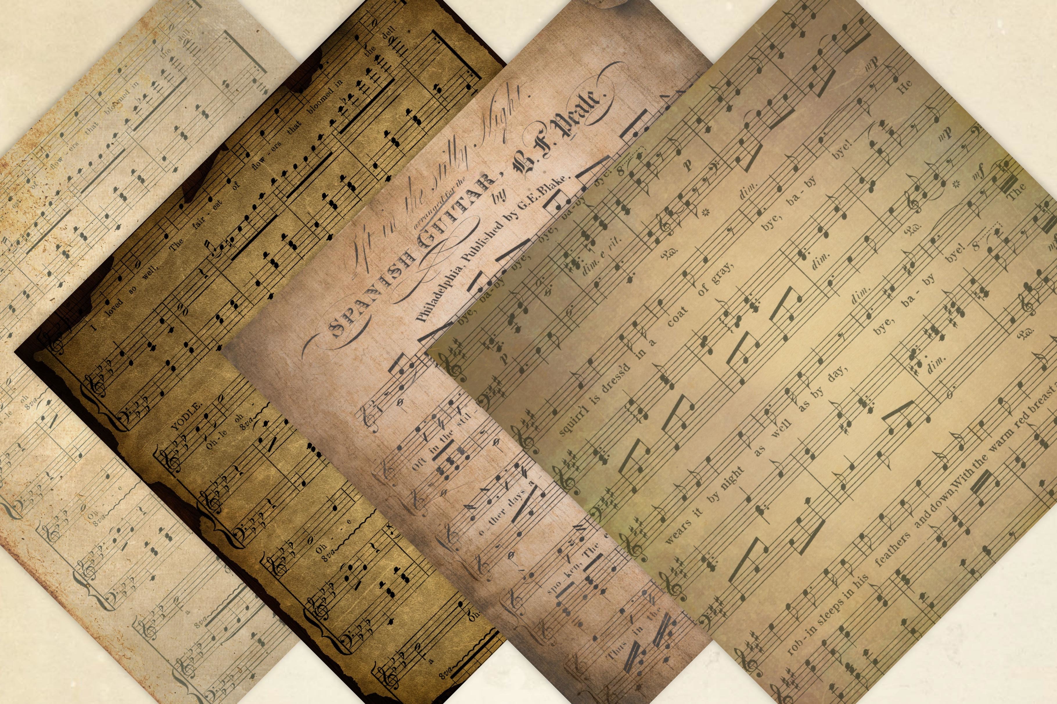Vintage Sheet Music Digital Paper (52283) | Textures | Design Bundles