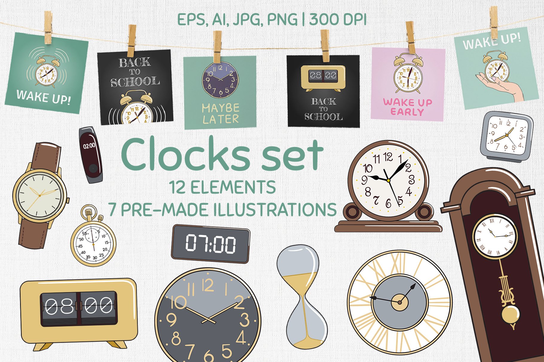 Vector collection of clock clip art and illustrations (1134975 ...