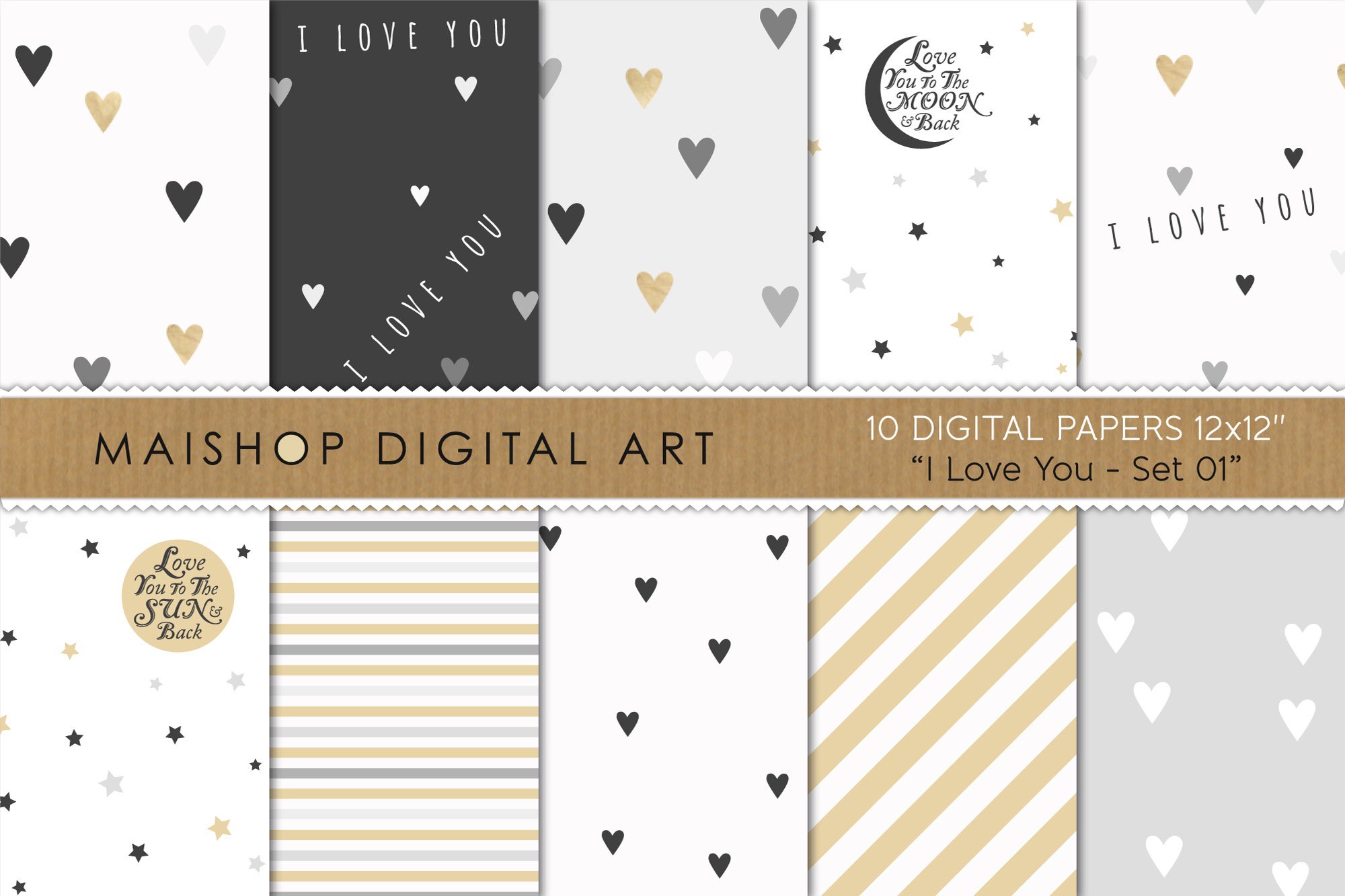 Instant Download Digital Paper Pack - I love You Set 01 (429820 ...