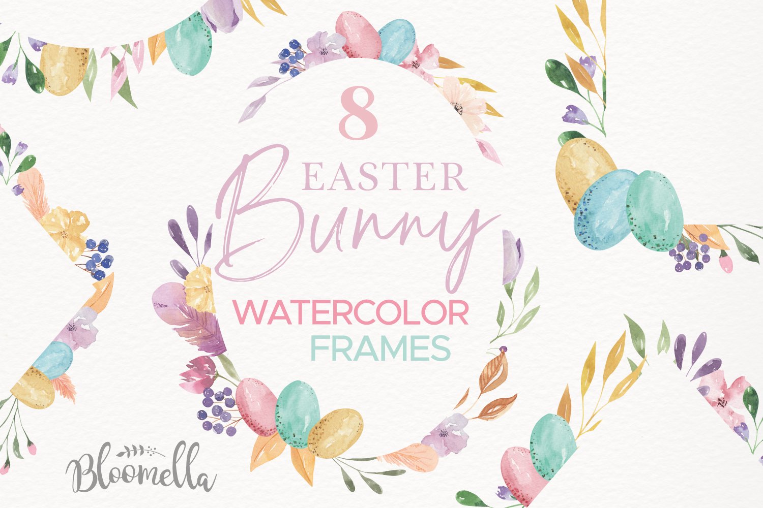 Easter Eggs Frames Watercolor Floral Border Flowers Pastels (213456 ...